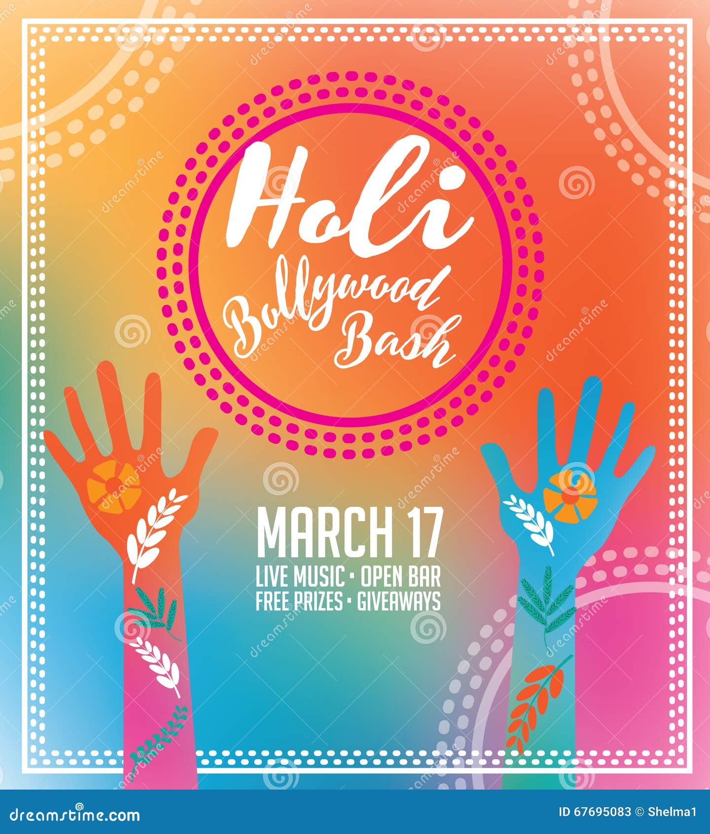 Holi Party Invitation Poster Greeting Card Design. Stock Vector ...