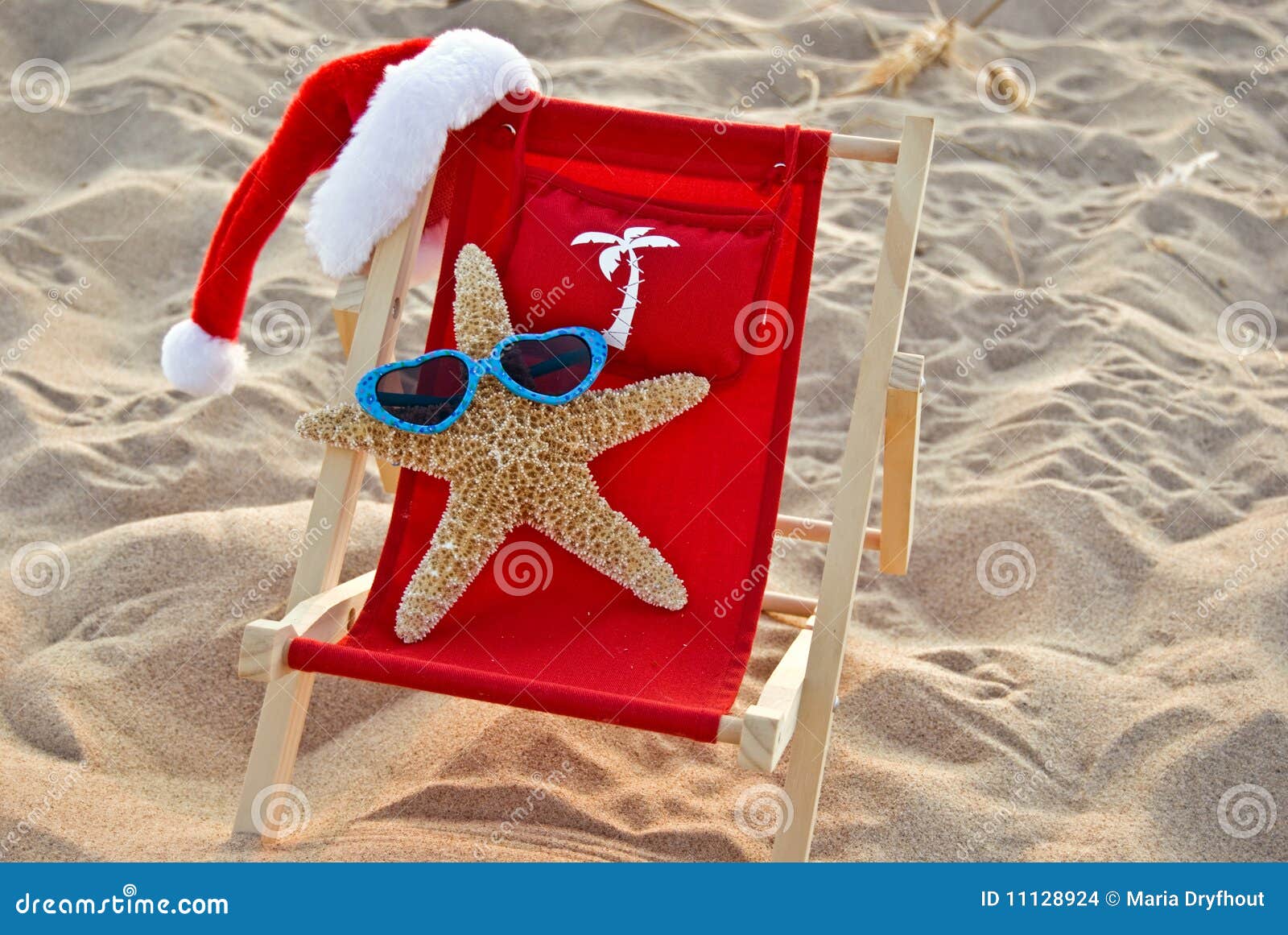 Christmas Starfish in Beach Chair Stock Photo - Image of lounge ...