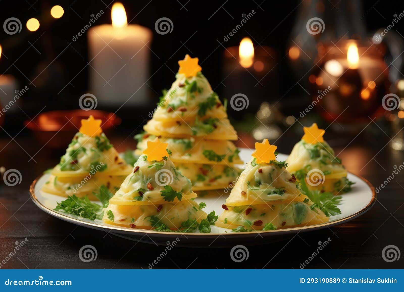 Holiday Appetizer, Canapes in Form of Christmas Tree.Christmas Holiday ...