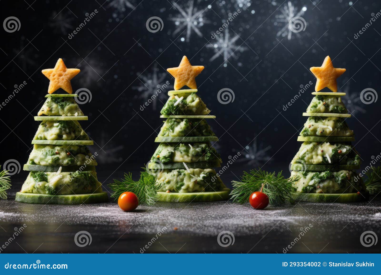 Holiday Appetizer, Canapes in Form of Christmas Tree.Christmas Holiday ...