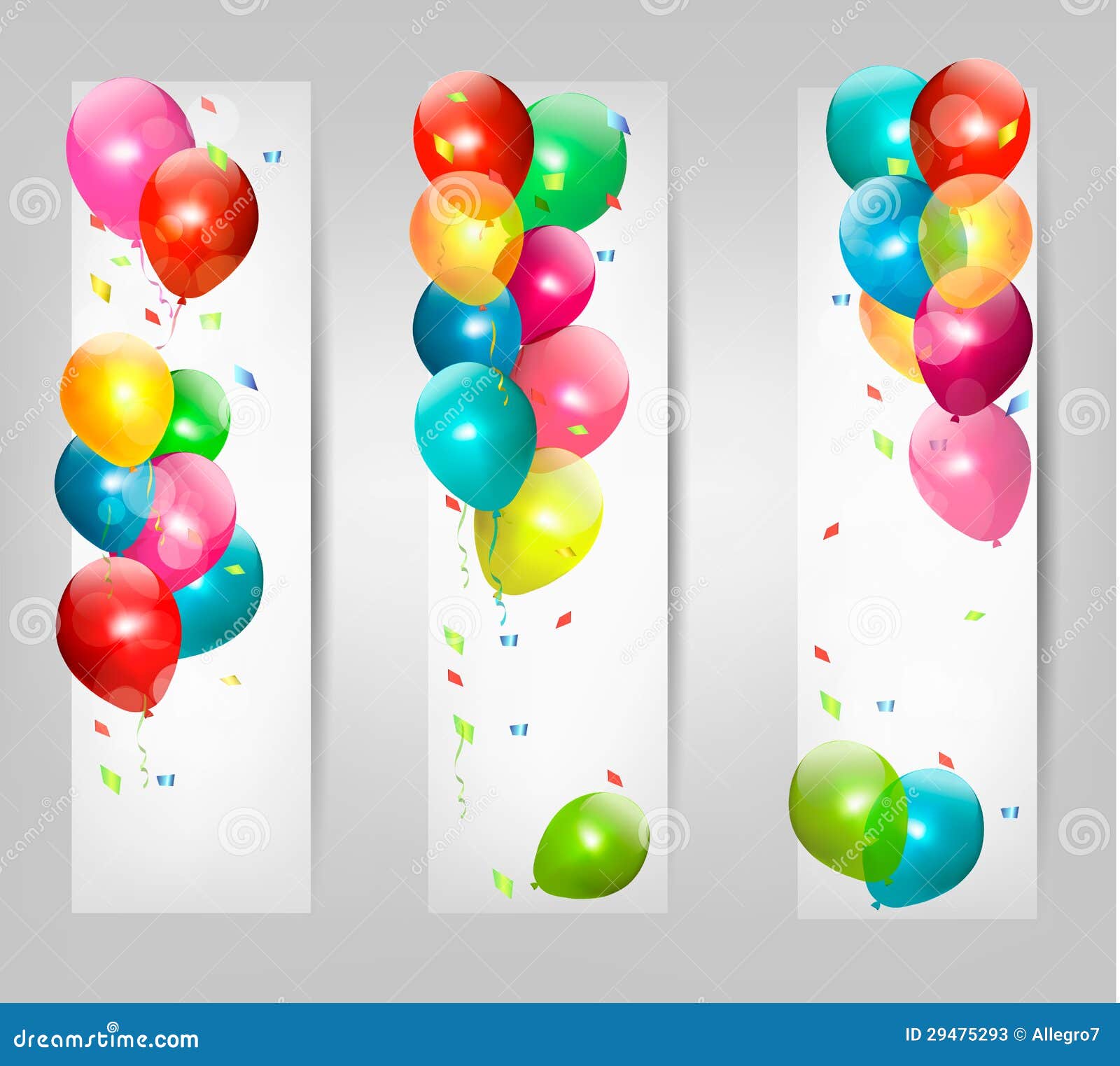 Holiday Banners with Colorful Balloons Stock Vector - Illustration of ...