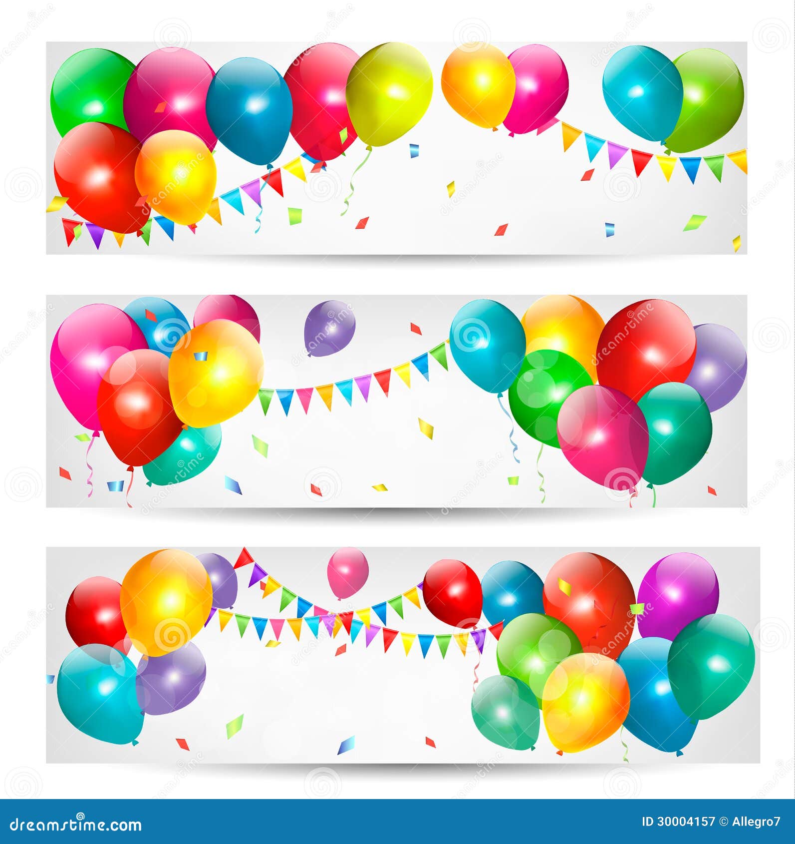 Holiday Banners with Colorful Balloons Stock Vector - Illustration of ...