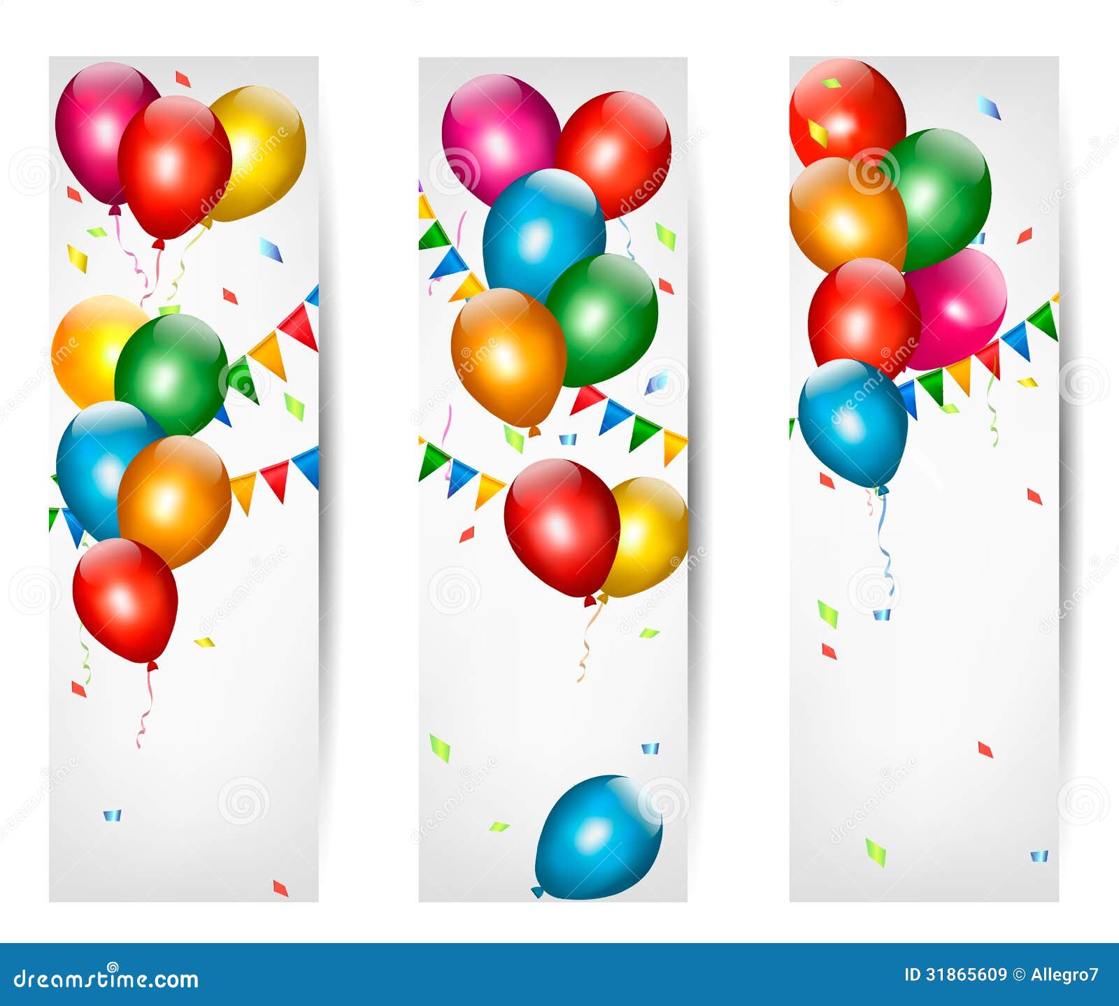 Holiday Banners with Colorful Balloons. Stock Vector - Illustration of ...