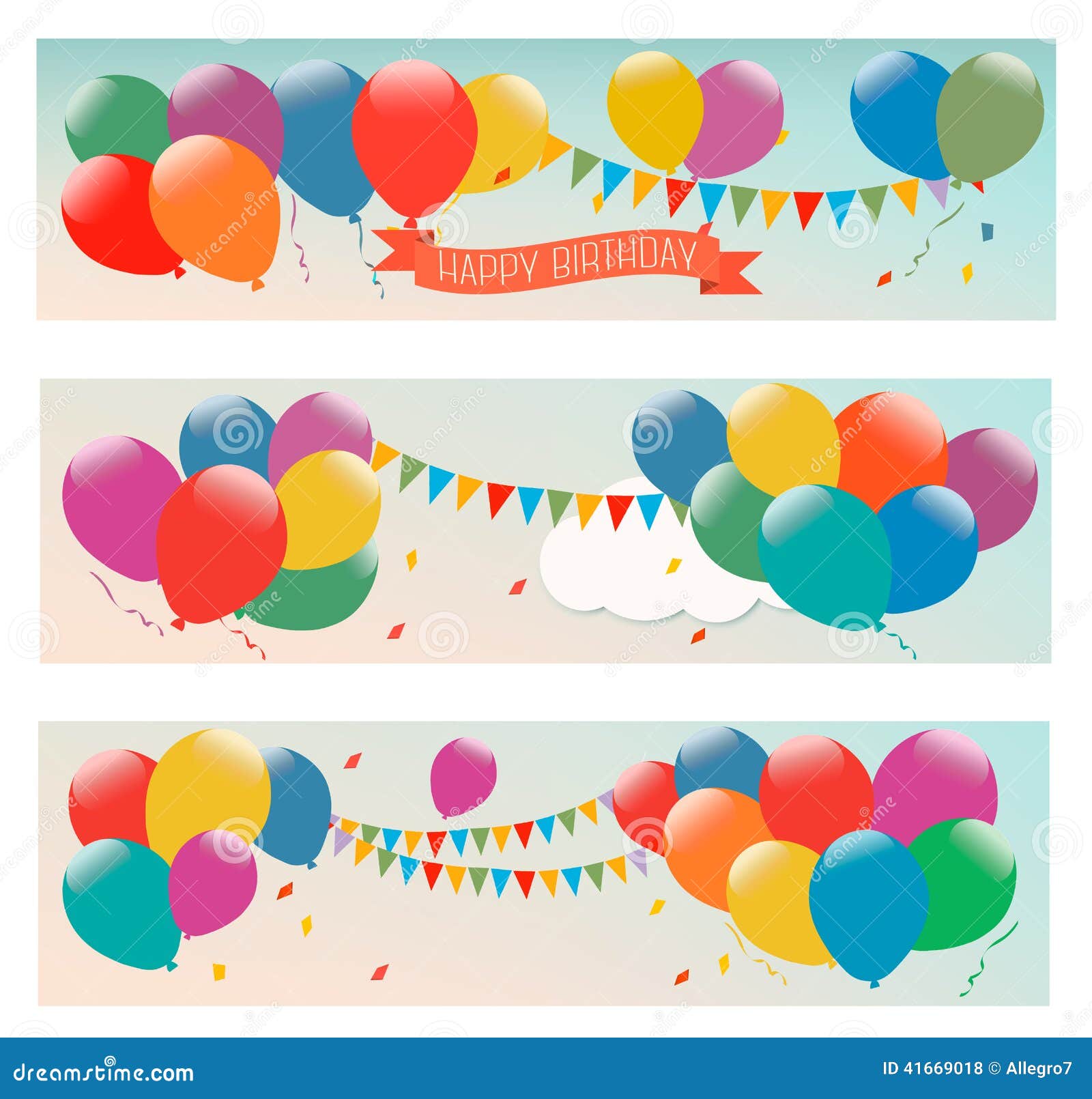 Holiday Banners with Colorful Balloons. Stock Vector - Illustration of ...