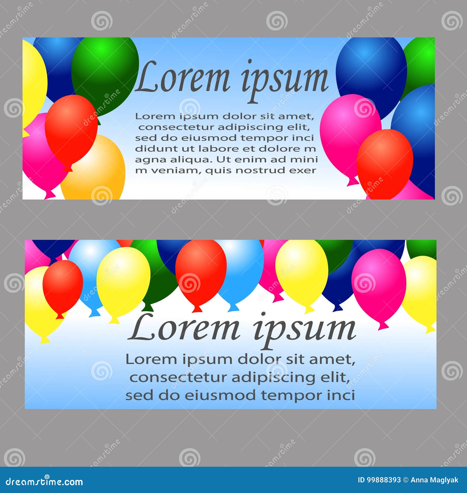 Holiday Banners with Colorful Balloons. Vector Stock Vector ...