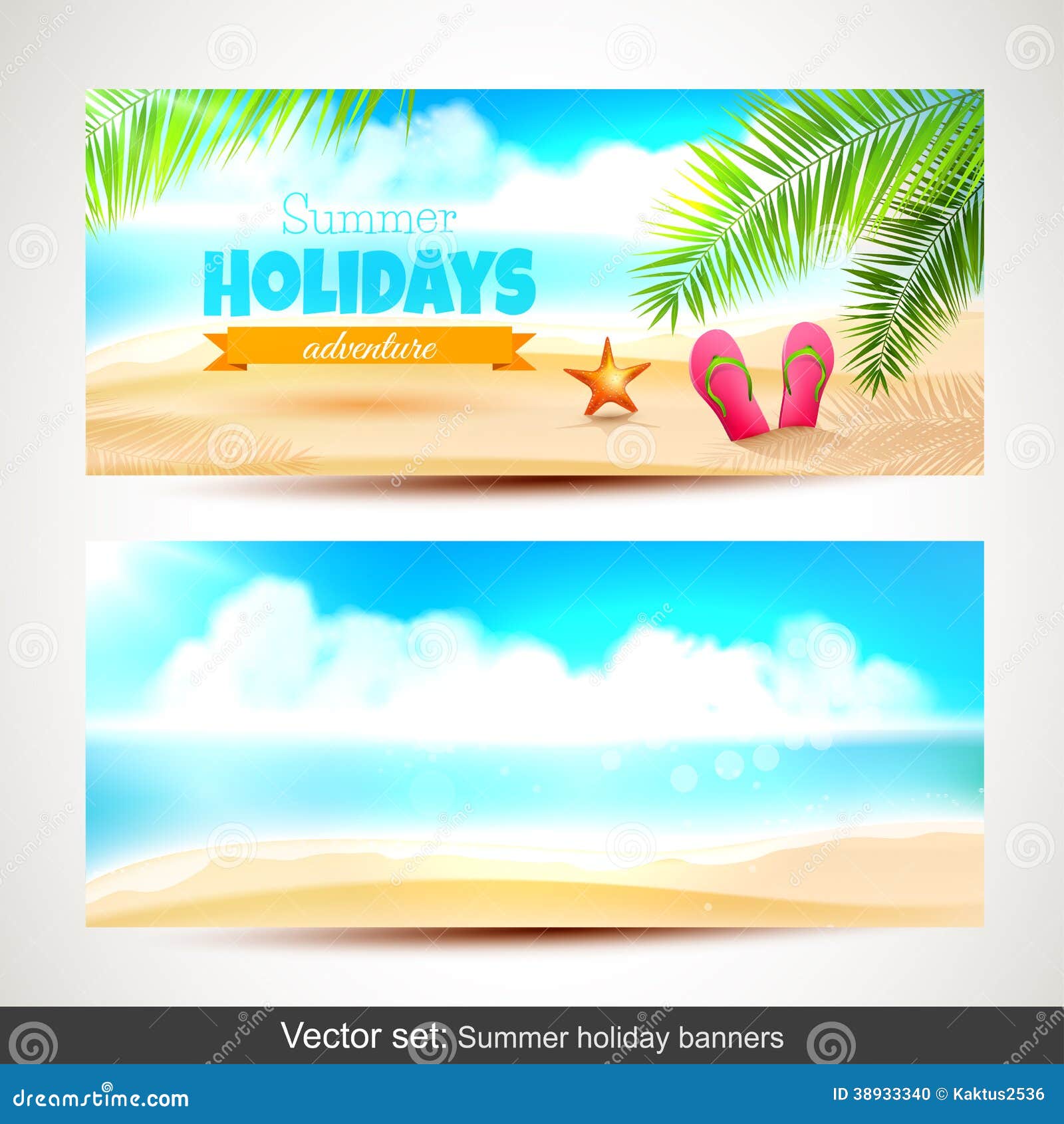 Holiday banners stock vector. Illustration of beach, season - 38933340