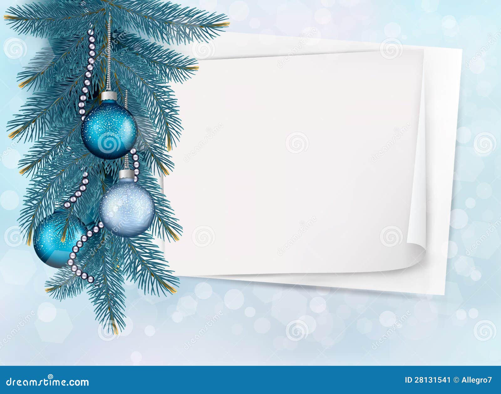 Holiday Blue Background with Sheet of Paper Stock Vector - Illustration ...