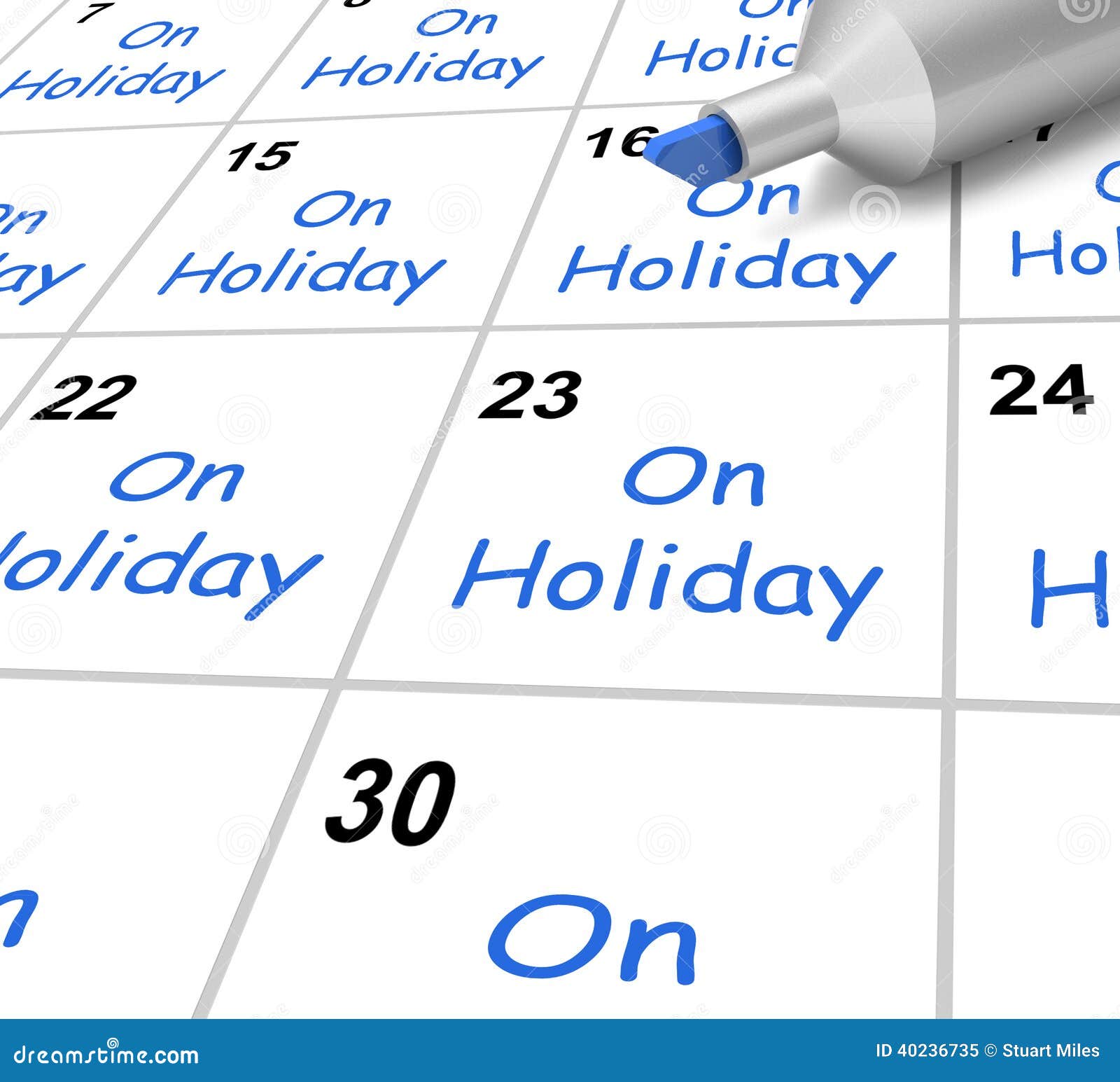 On Holiday Calendar Means Vacation and Break Stock Illustration ...
