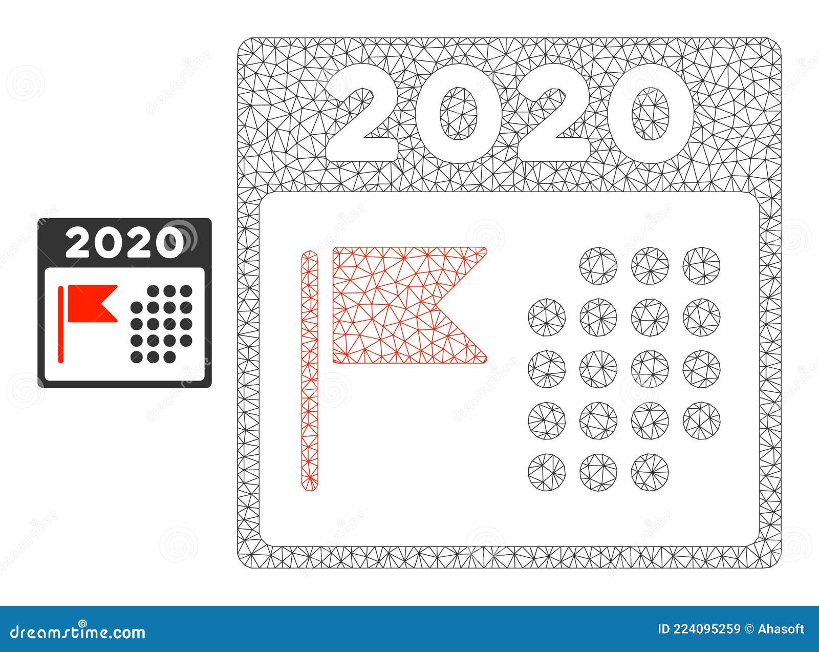 2020 Holiday Calendar Vector Mesh 2D Model Stock Vector - Illustration ...