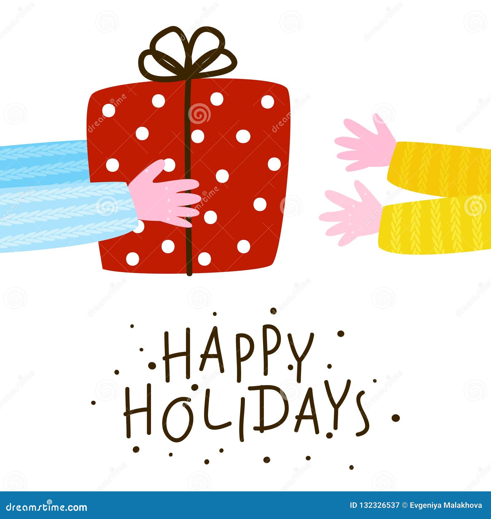 Holiday Card with Gift Giving Stock Vector - Illustration of card, hand ...