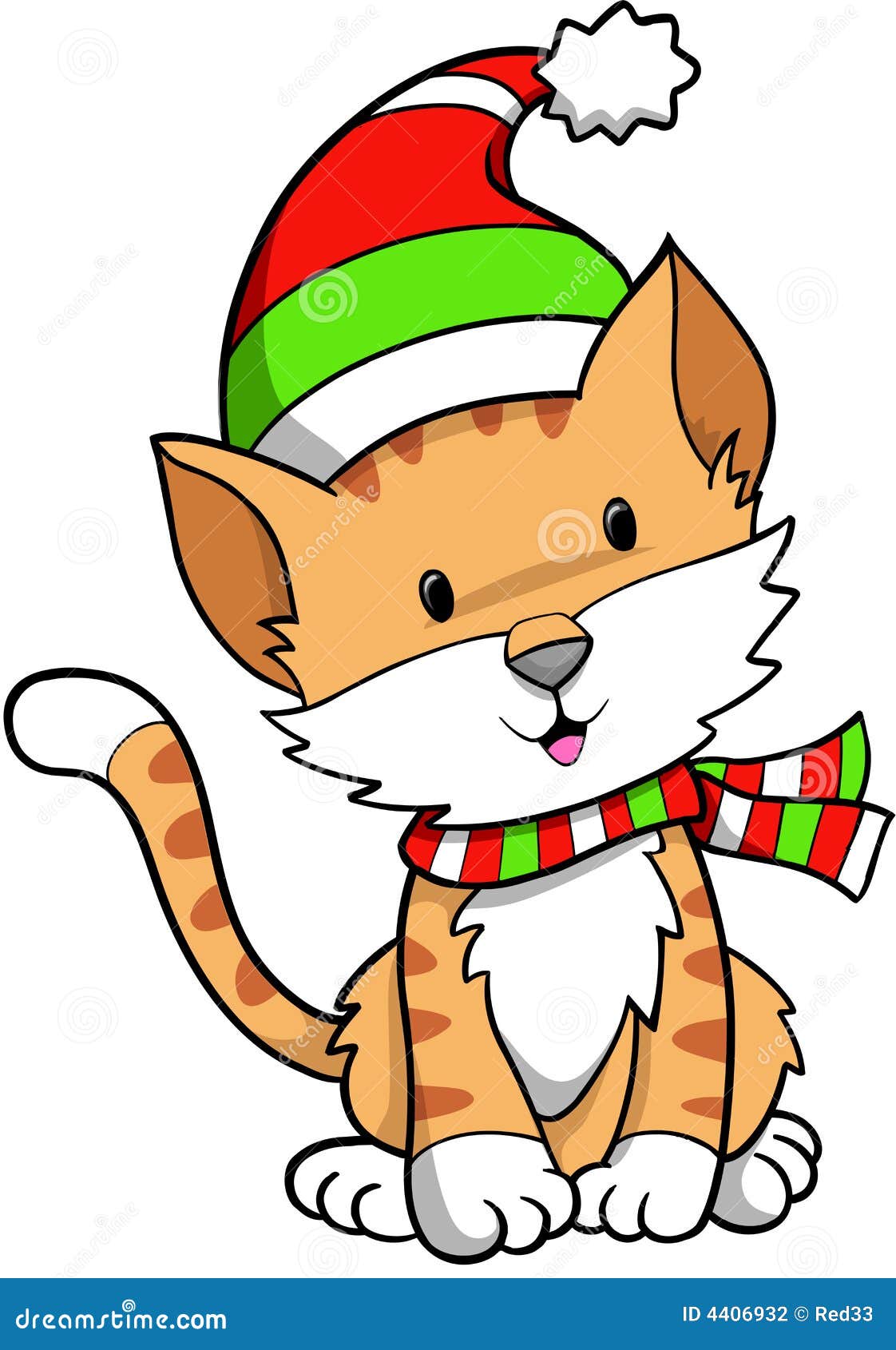 Holiday Cat Vector stock vector. Illustration of cute - 4406932
