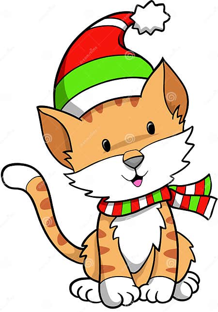 Holiday Cat Vector stock vector. Illustration of cute - 4406932