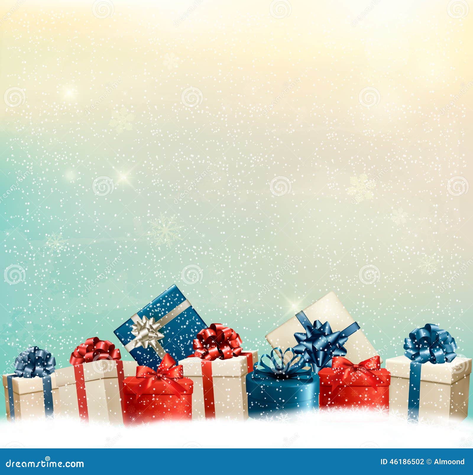 Holiday Christmas Background with a Border of Gift Boxes. Stock Vector ...