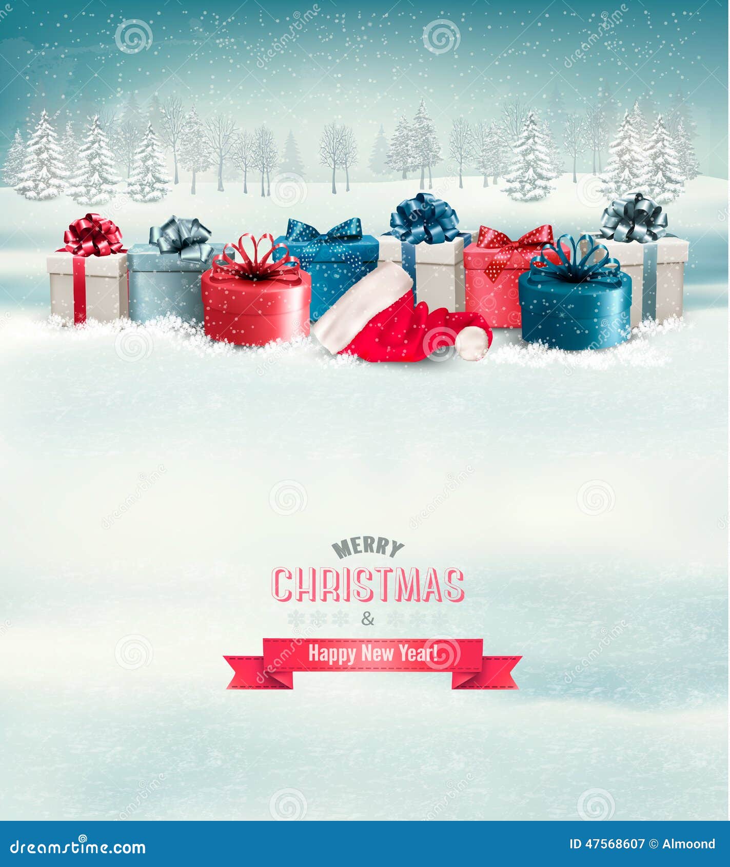 Holiday Christmas Background with Gift Boxes. Stock Vector ...