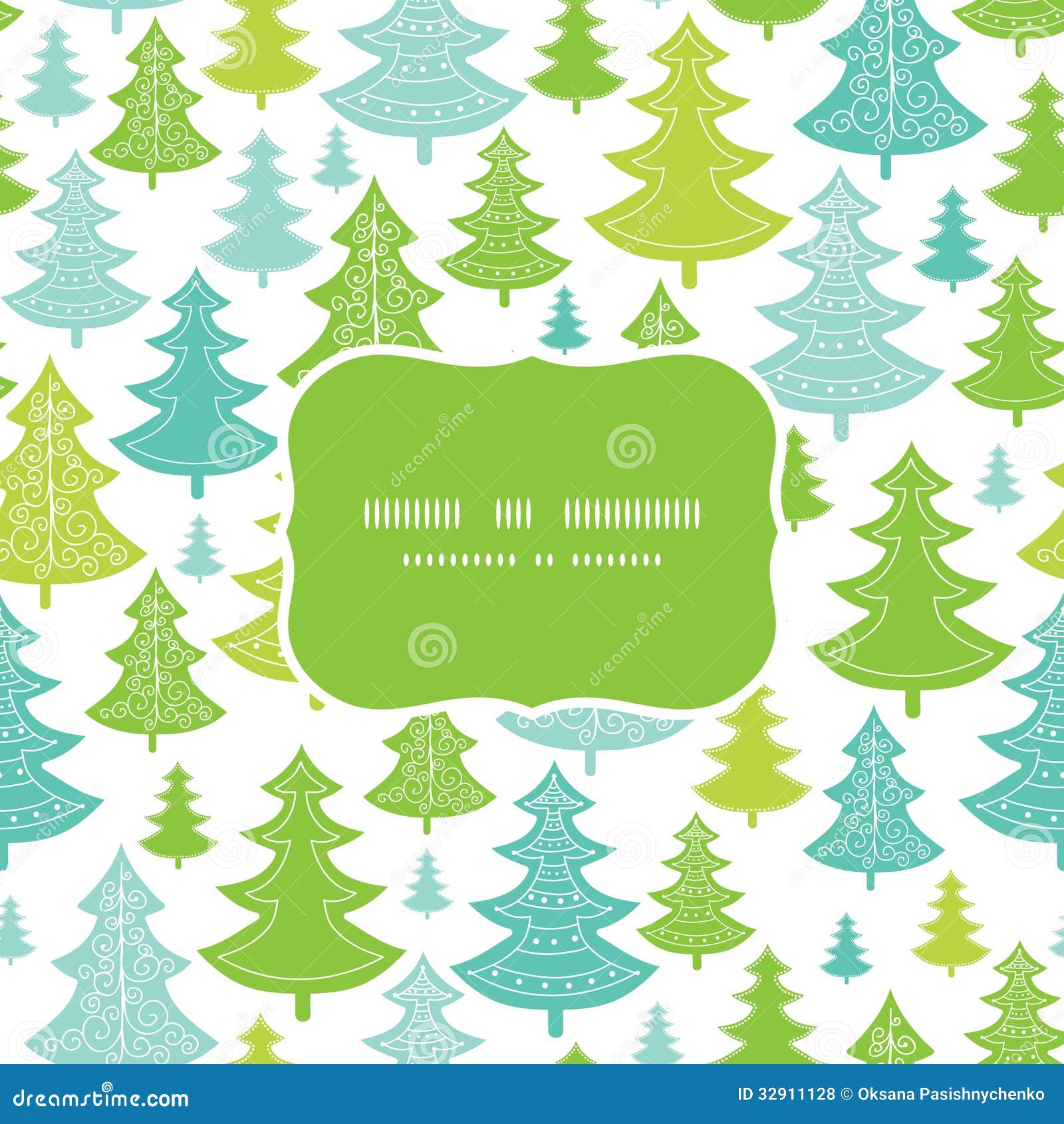 Holiday Christmas Trees Frame Seamless Pattern Stock Vector ...