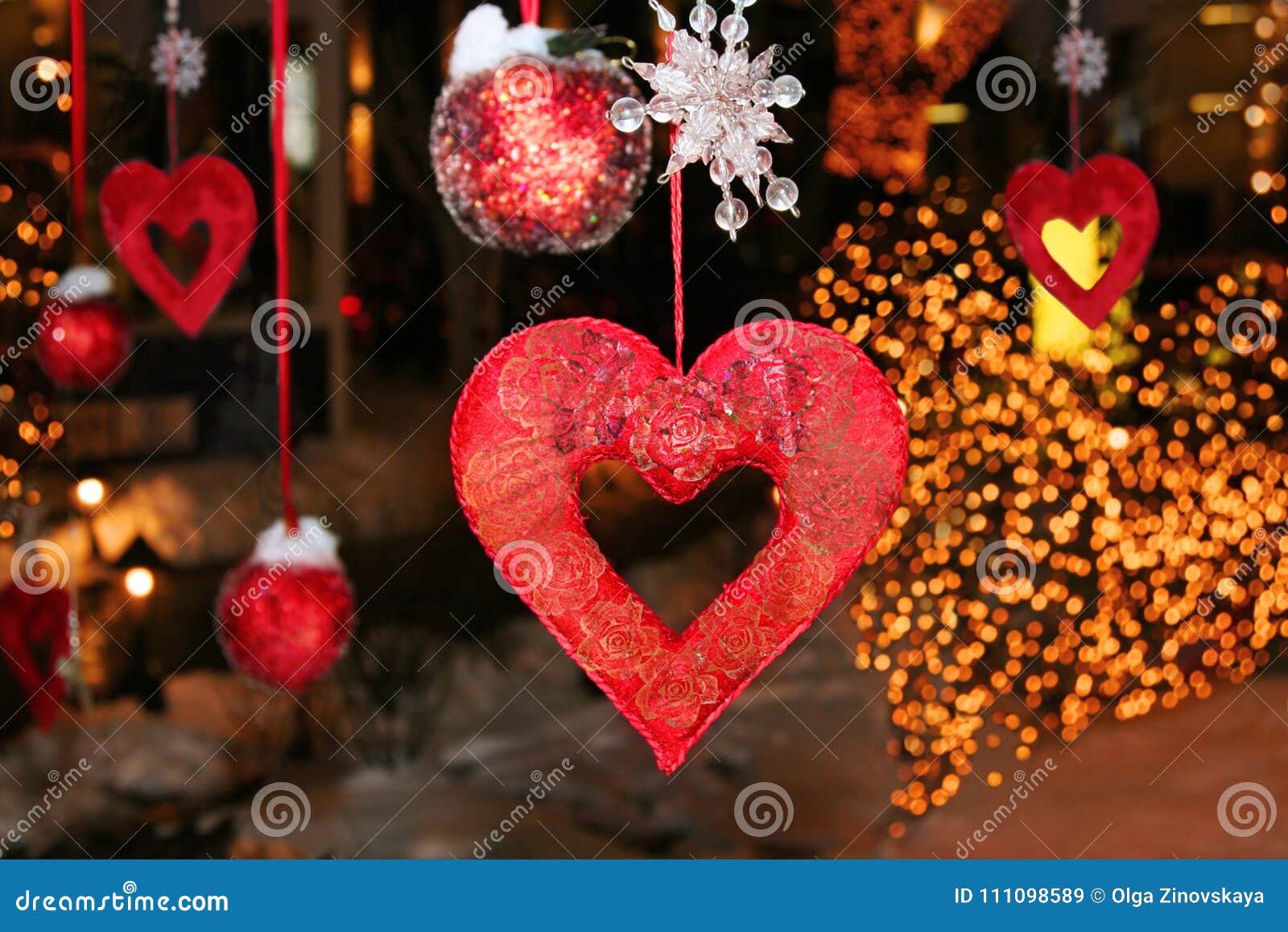 Holiday decorations hearts stock image. Image of heart - 111098589