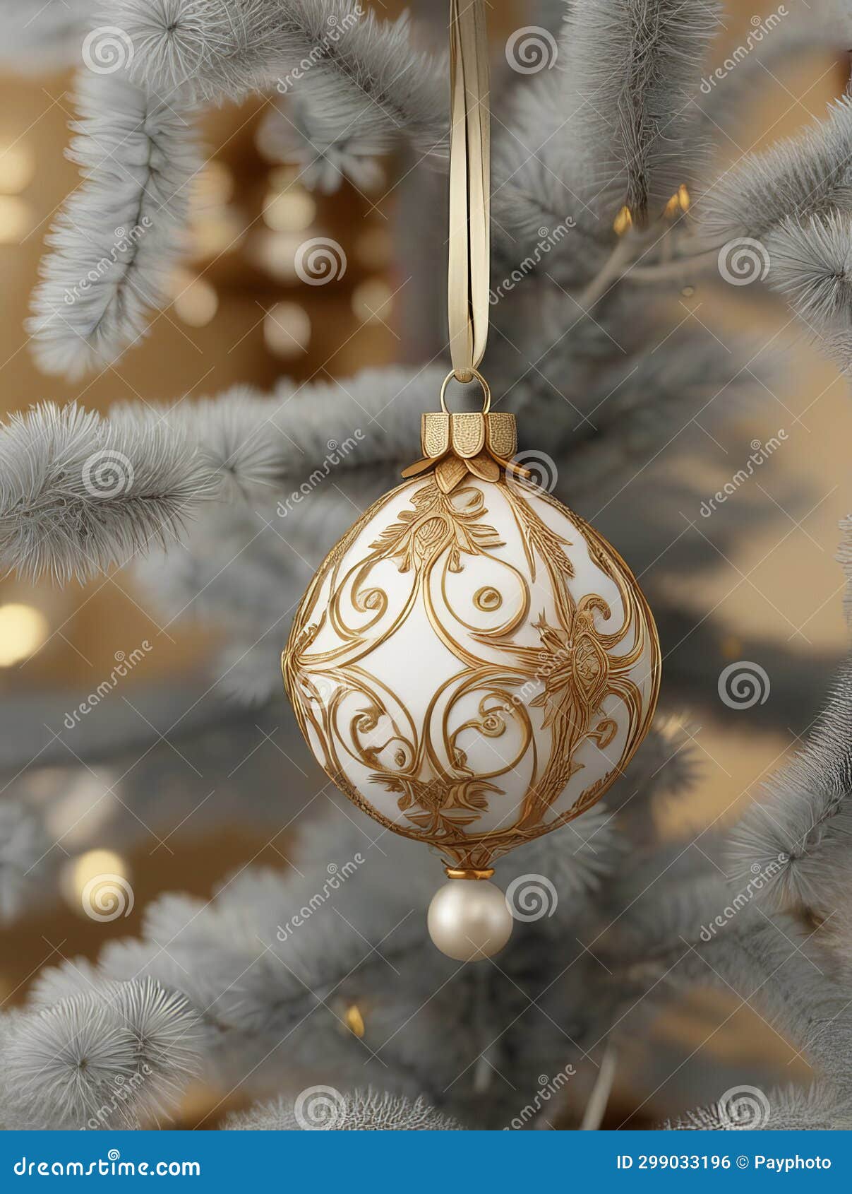 Holiday Delight: Christmas Ornament Elegance on Festive Tree. Stock ...