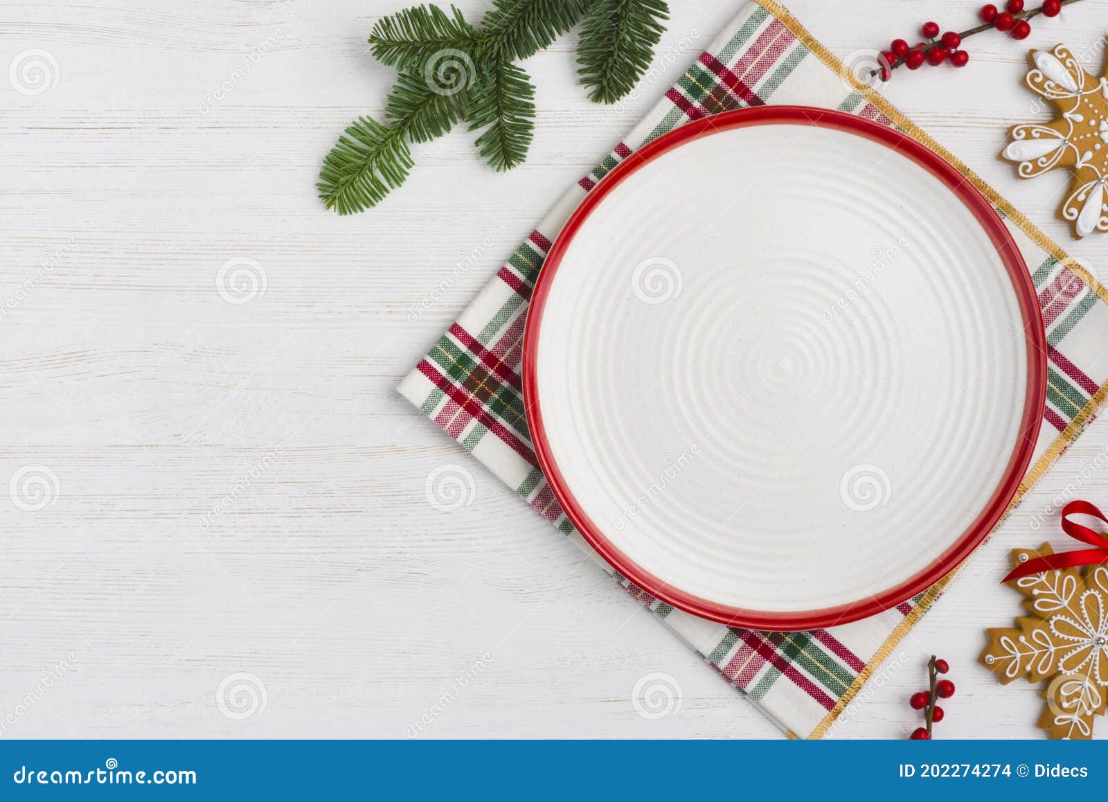 Holiday Dinner Background Concept with Empty Plate for Product Display ...