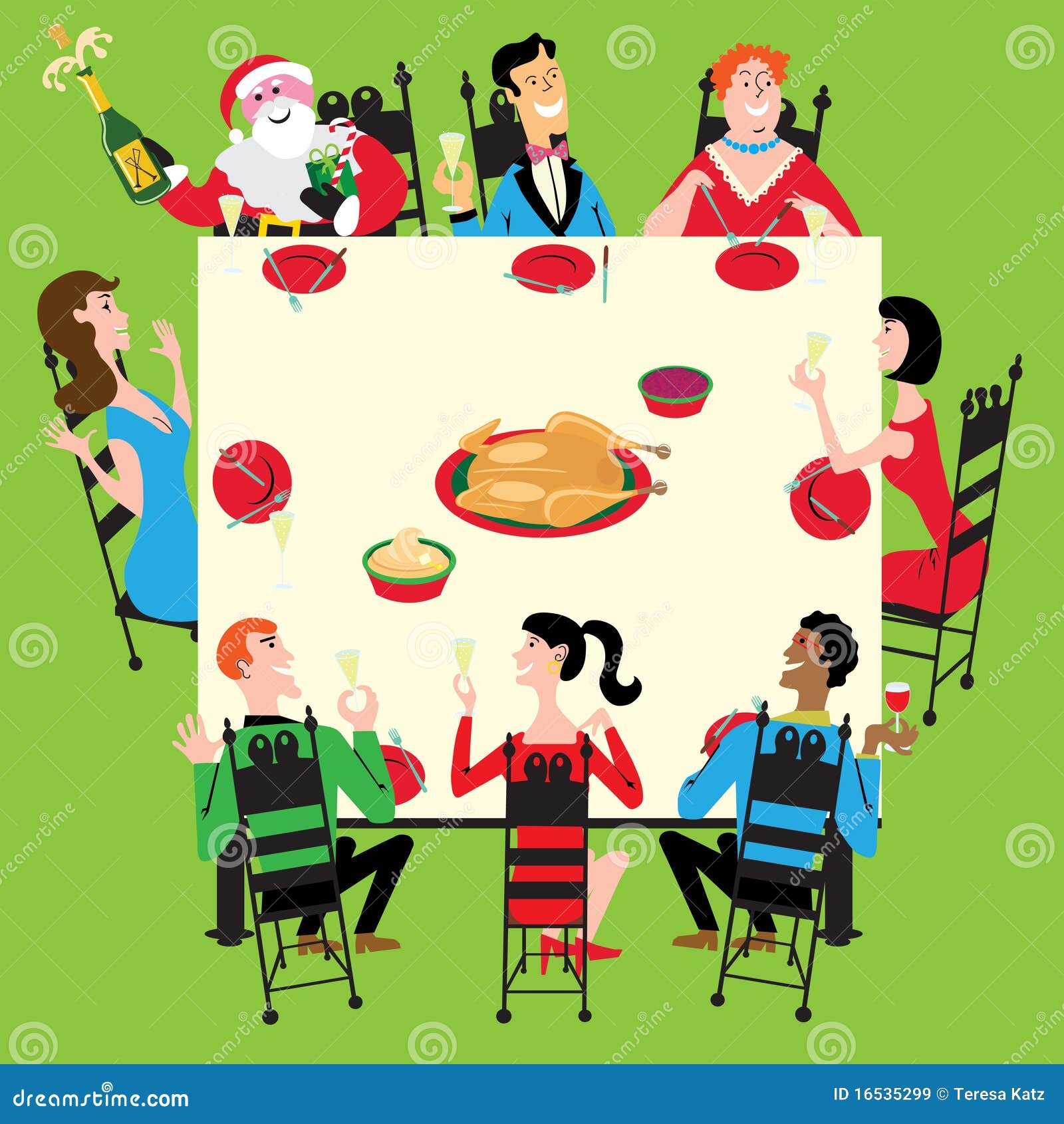 Holiday dinner with Santa stock vector. Illustration of eating - 16535299