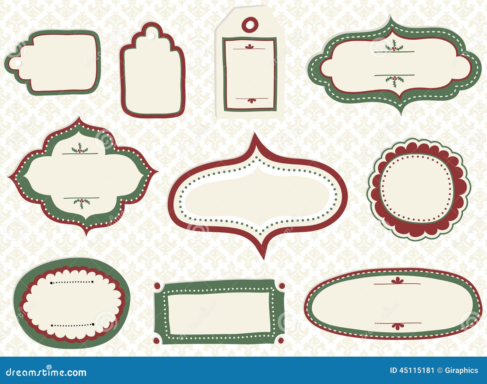 Holiday Doodle Labels stock vector. Illustration of seamless - 45115181