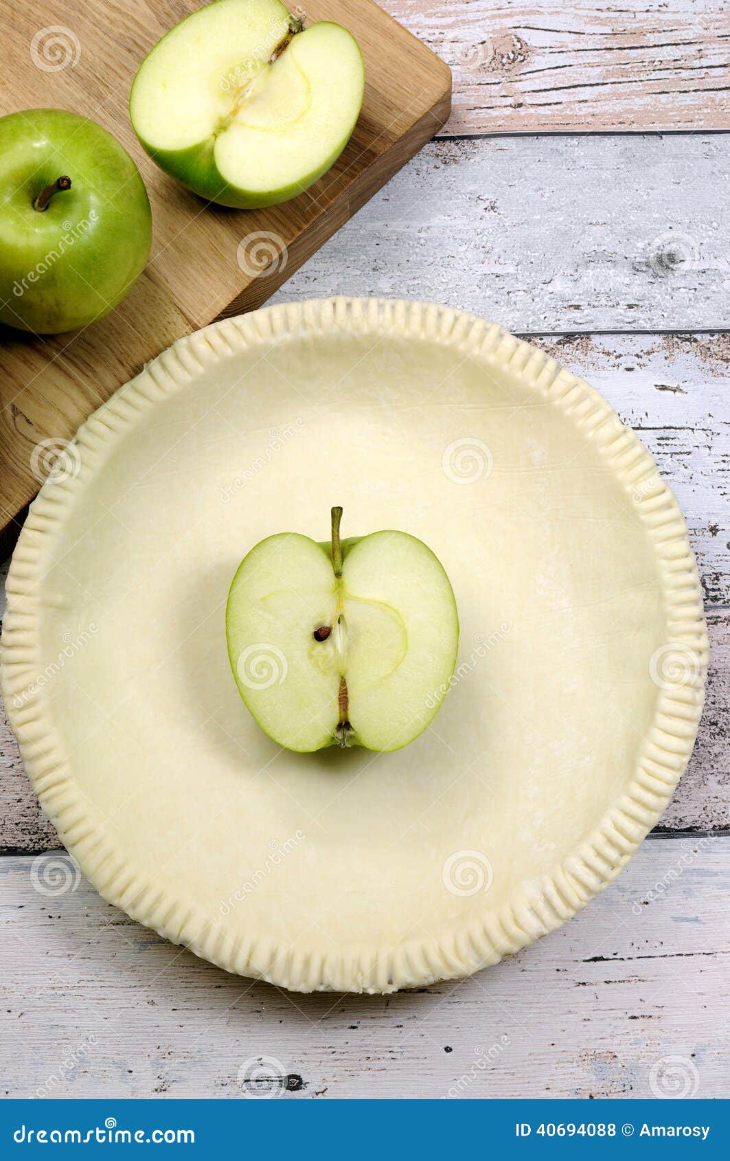 Holiday Festive Baking with an Empty Pie Shell with Apple Stock Photo ...
