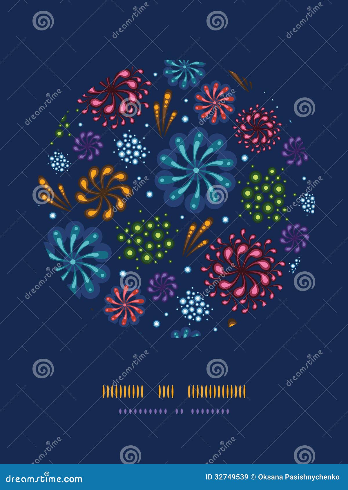 Holiday Fireworks Circle Decor Pattern Background Stock Vector ...