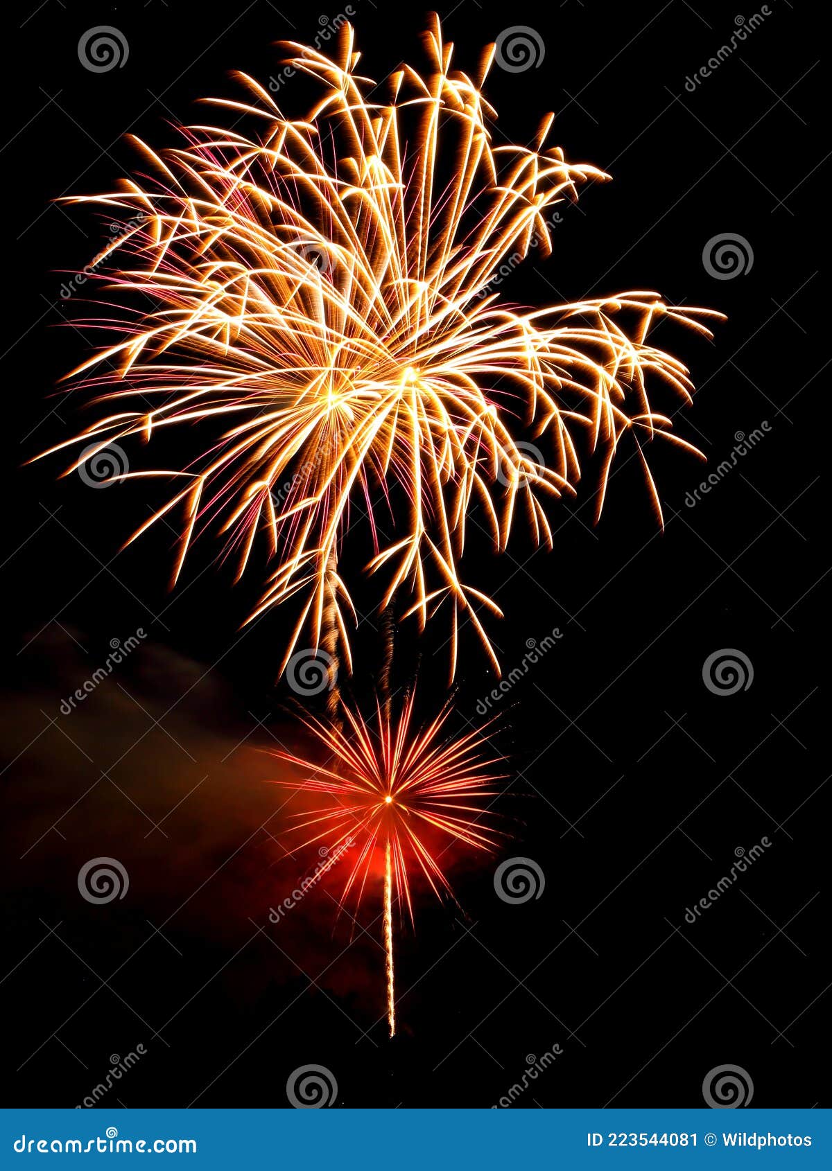 Holiday Fireworks Display stock image. Image of explosion - 223544081
