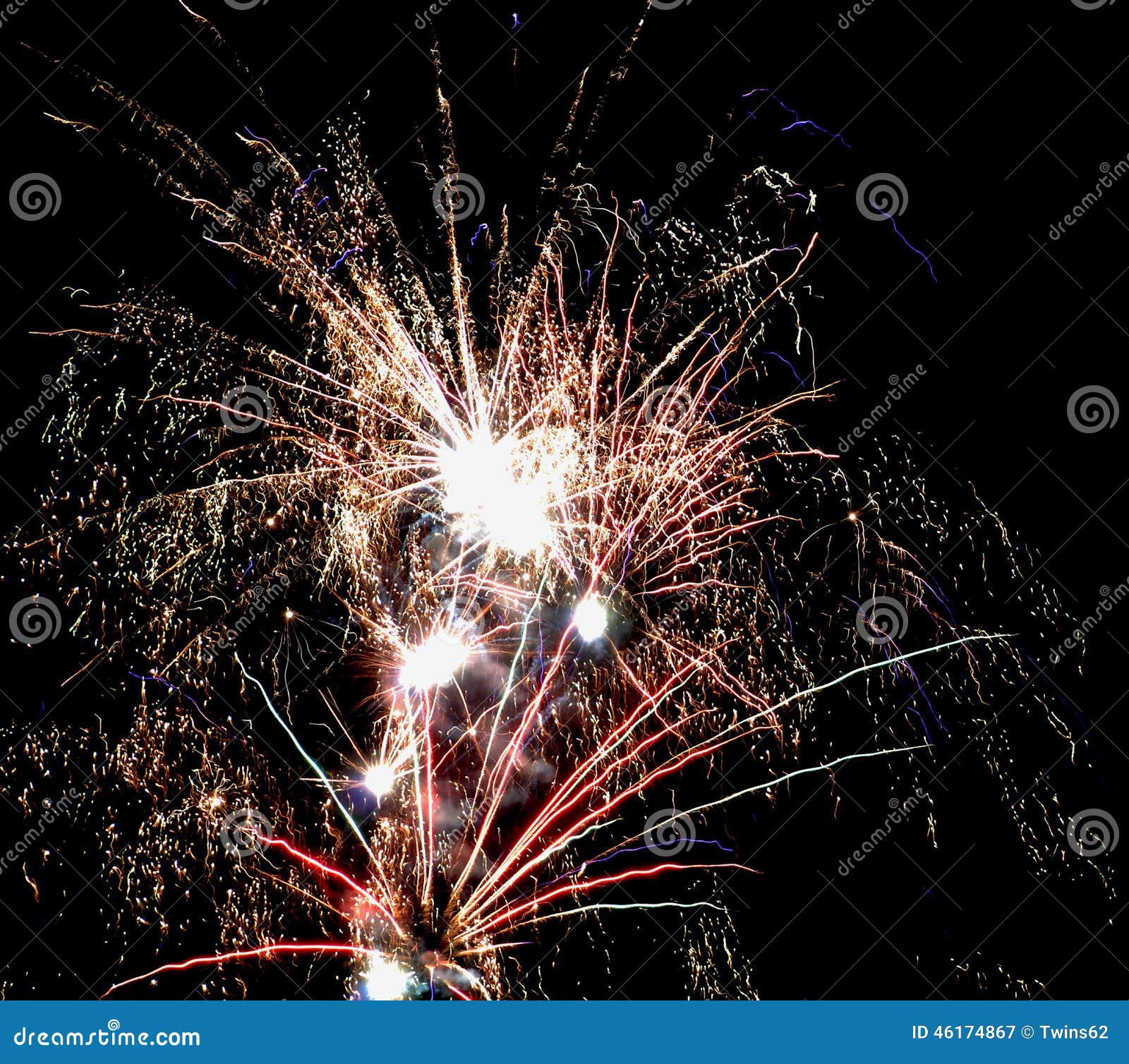 Holiday Fireworks in the Sky Stock Image - Image of happy, branched ...