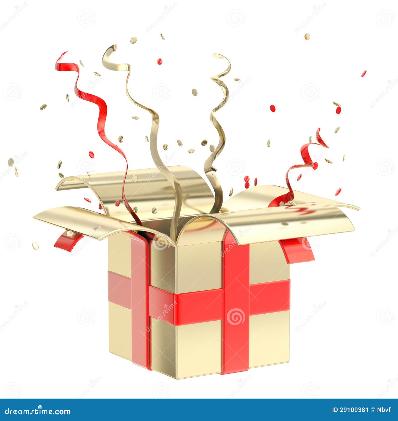 Holiday Gift Box with Confetti and Serpentine Stock Illustration ...