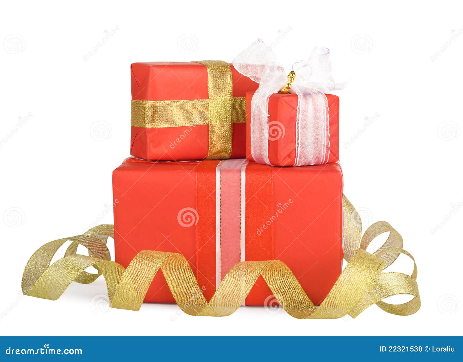 Holiday Gift Boxes Decorated with Bows Stock Photo - Image of ...