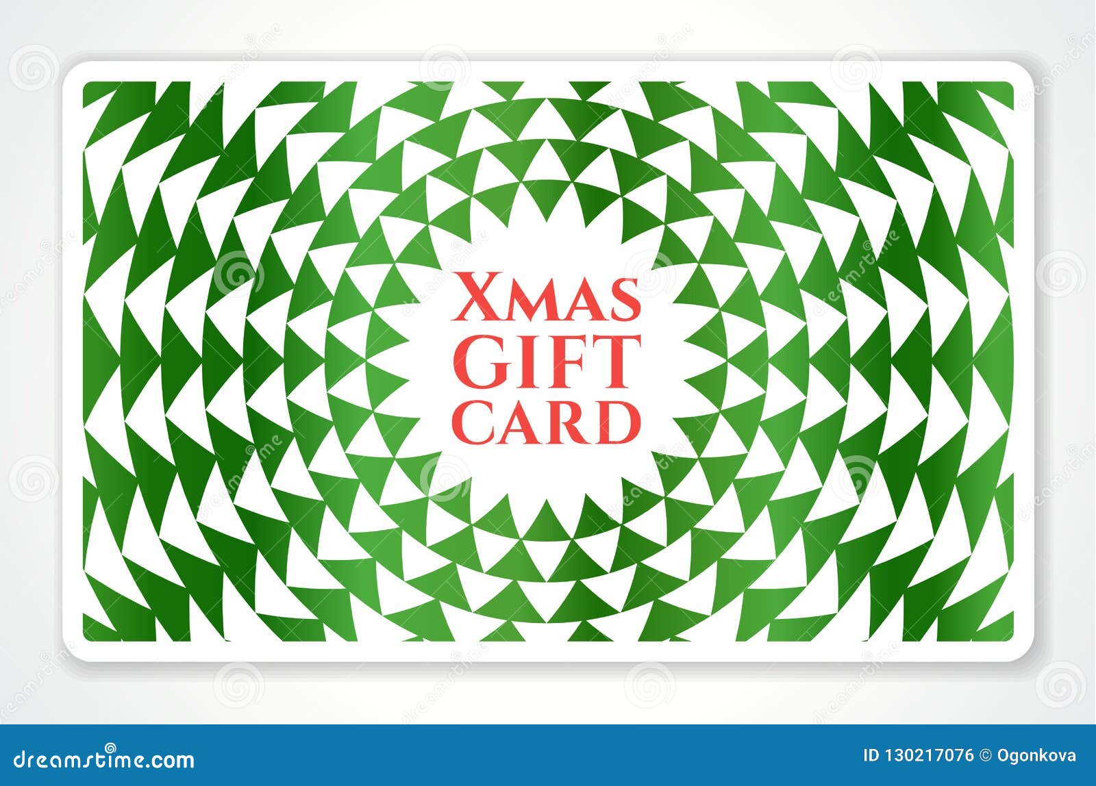Holiday Gift Card with Abstract Christmas Tree, Green Geometry Pattern ...