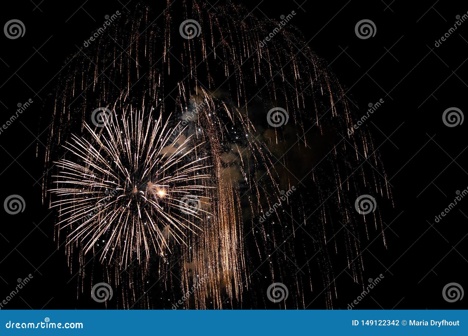 Holiday Gold Fireworks Explosion Stock Photo - Image of explosion ...