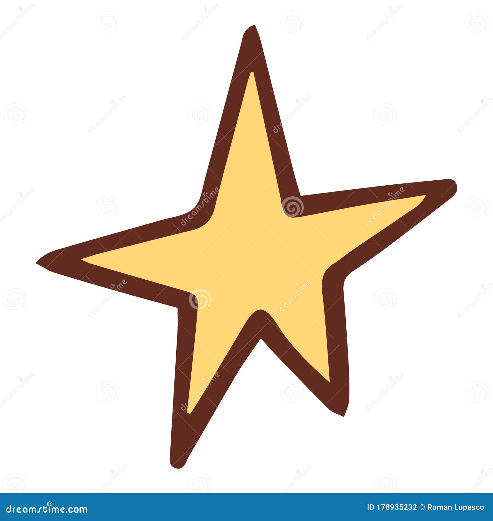 Holiday Golden Star Icon, Hand Drawn Style Stock Vector - Illustration ...