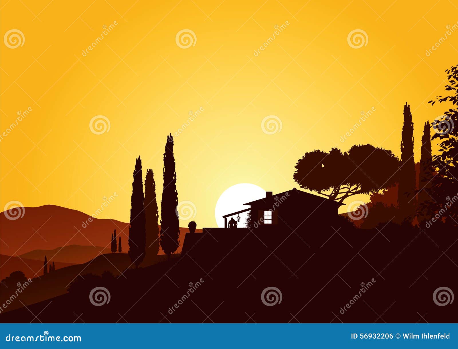 Holiday home in sunset stock vector. Illustration of couple - 56932206