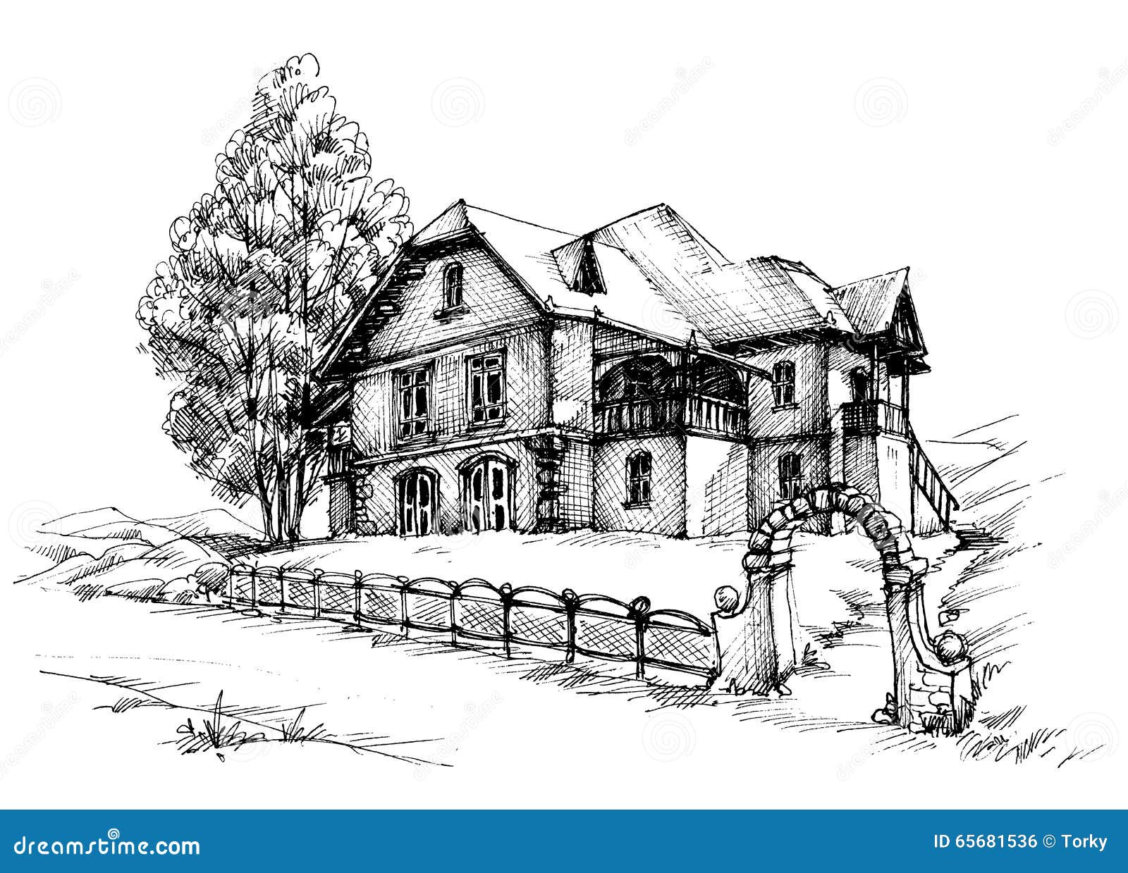 Holiday house sketch stock vector. Illustration of farming - 65681536