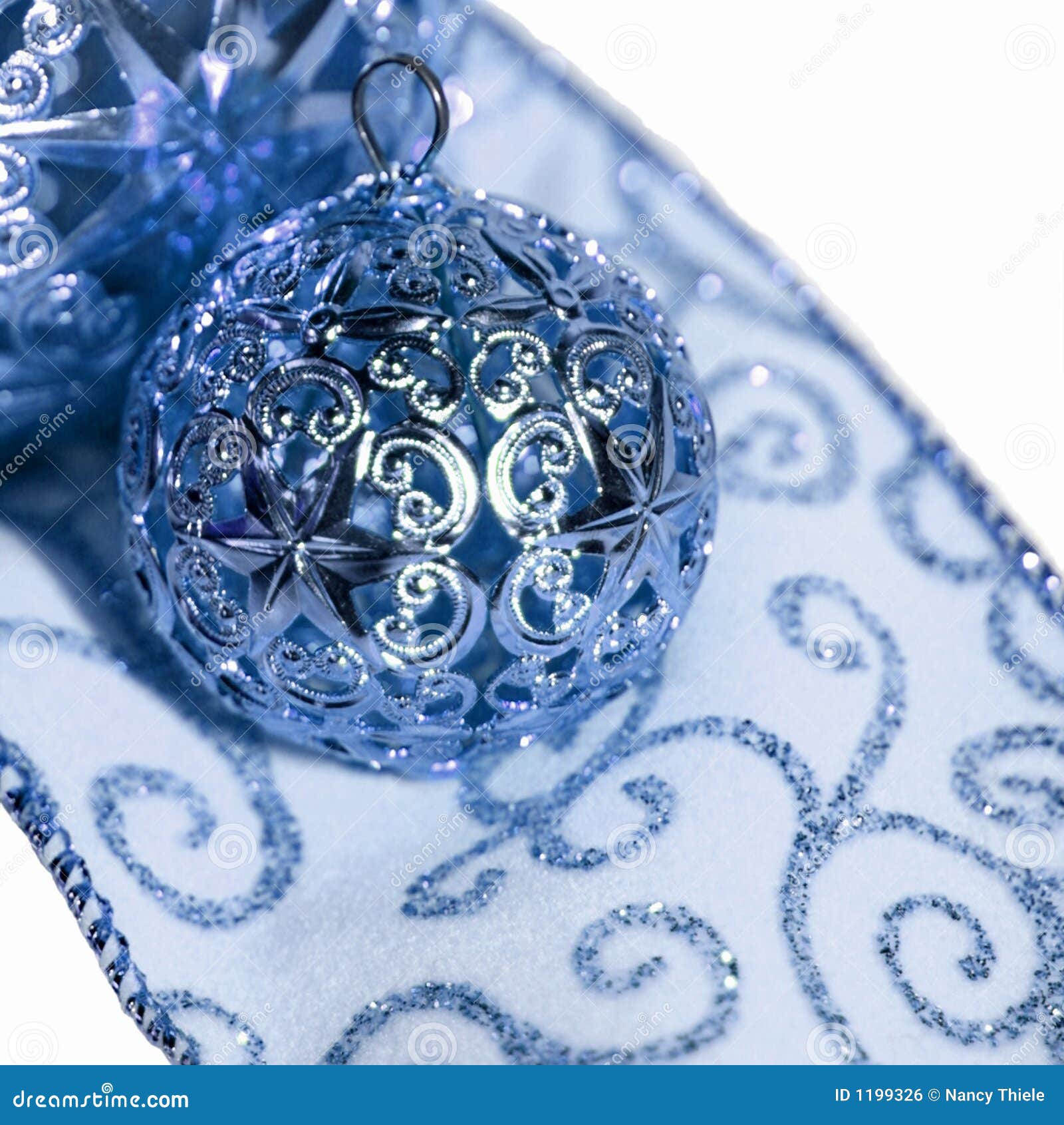 Holiday Ornaments and Ribbon Stock Photo - Image of party, ornaments ...