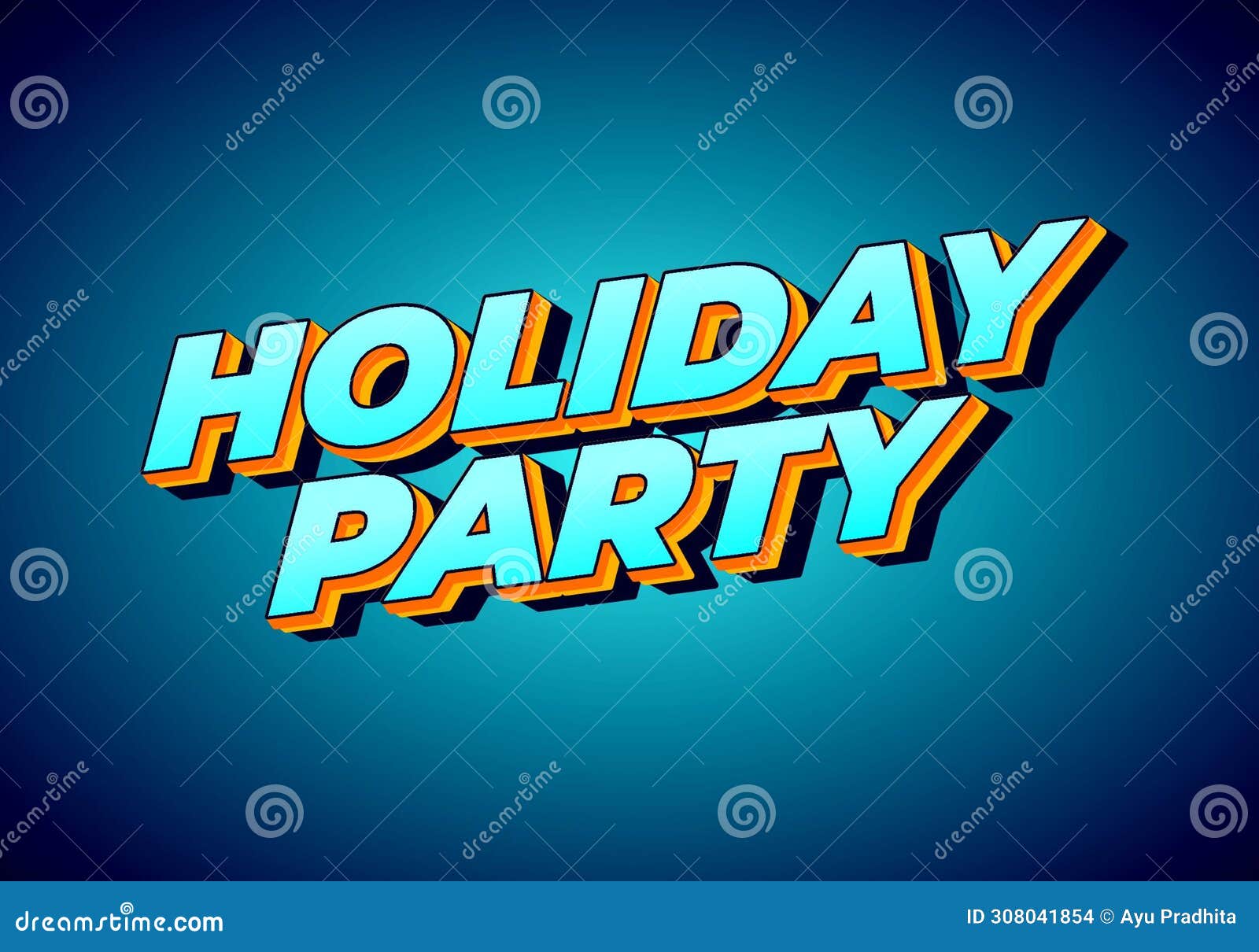Holiday Party. Text Effect in 3D Look with Eye Catching Colors Stock ...