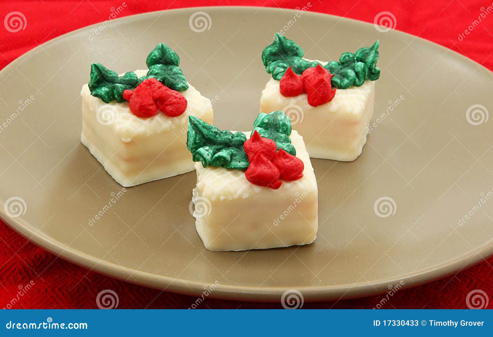 Holiday Petit Fours Set on Plate Stock Image - Image of fondant, bakery ...