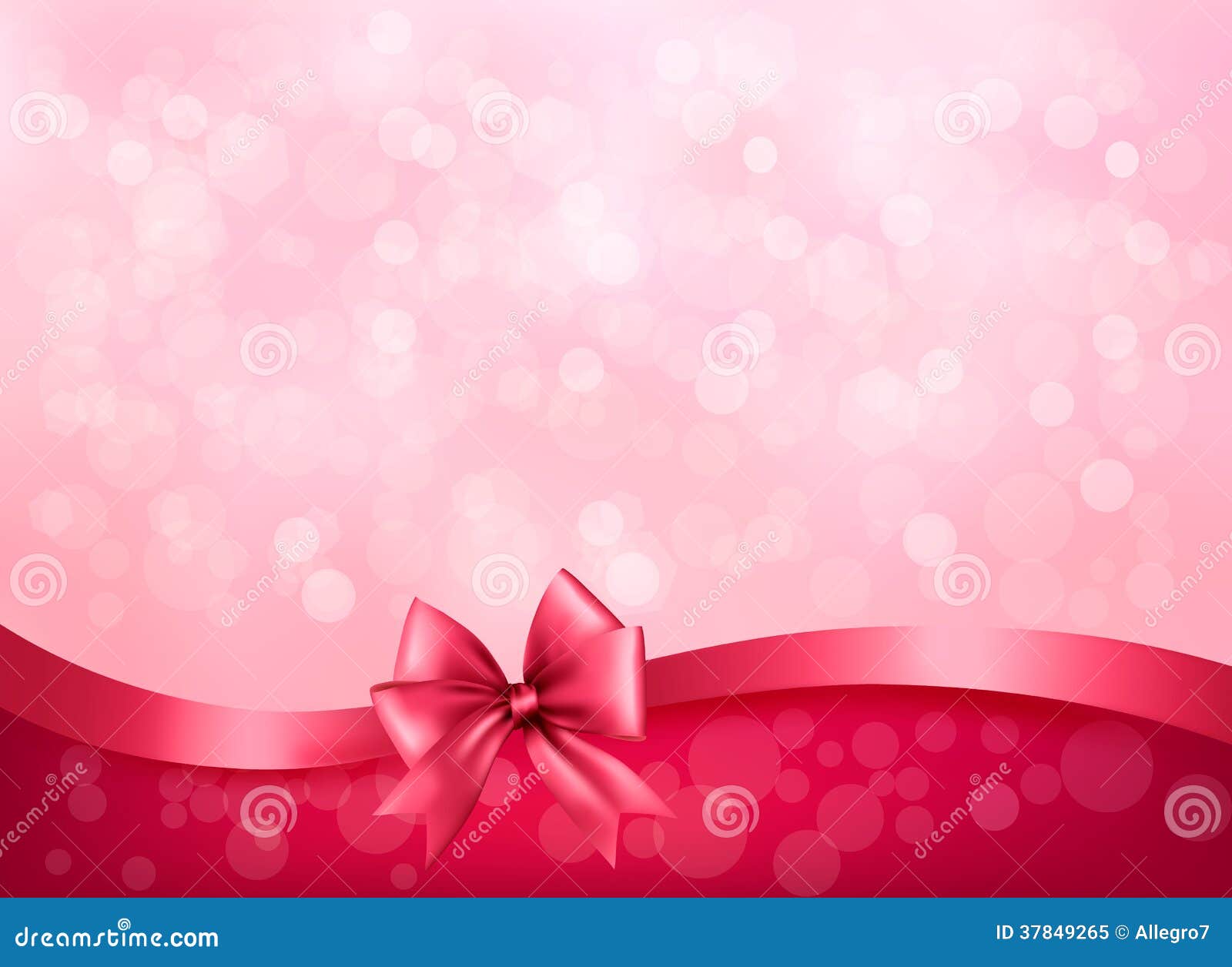 Holiday Pink Background with Gift Glossy Bow and R Stock Vector ...