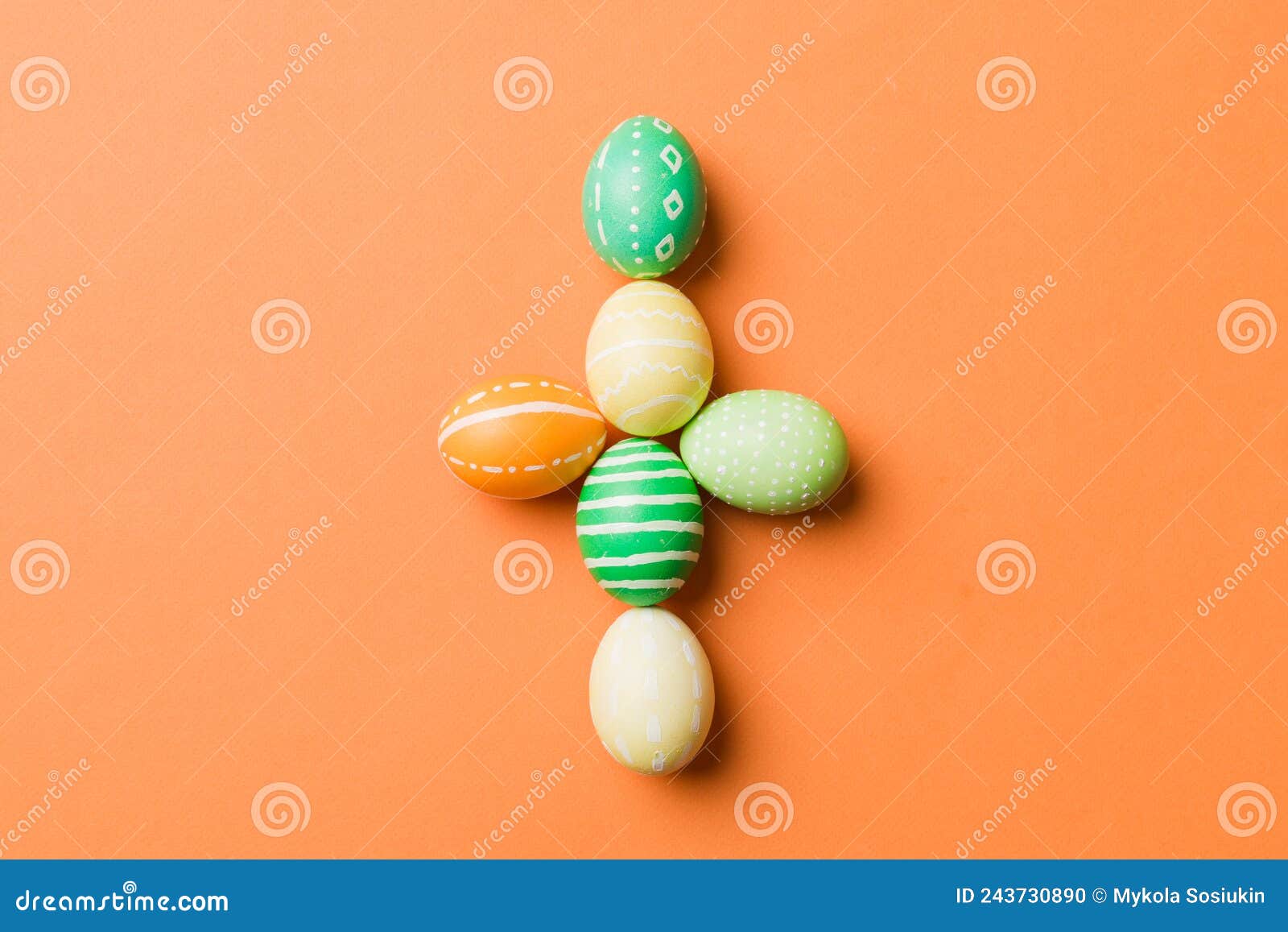 Holiday Preparation Multi Colors Easter Eggs on Colored Background ...