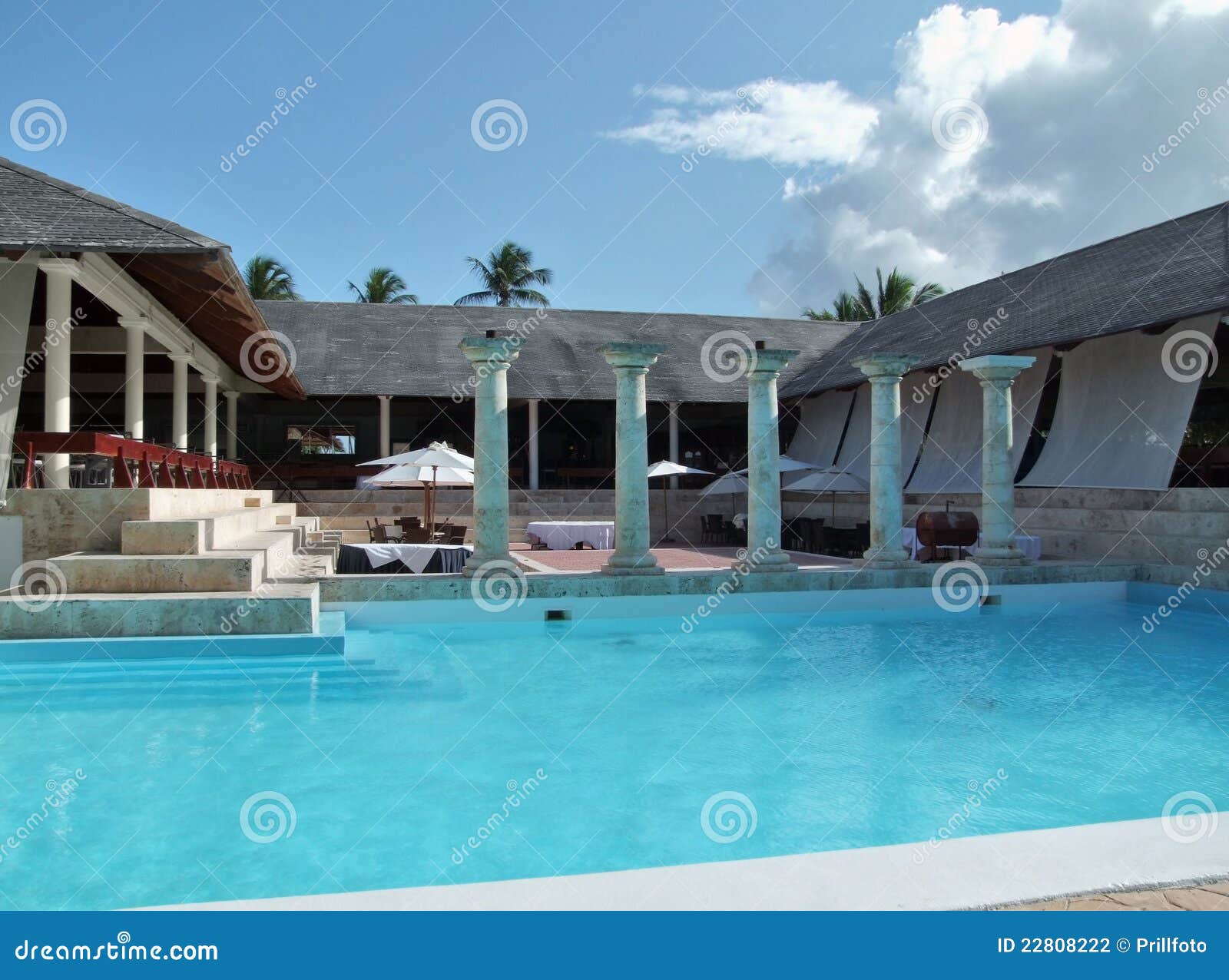 Holiday resort with pool stock photo. Image of column - 22808222