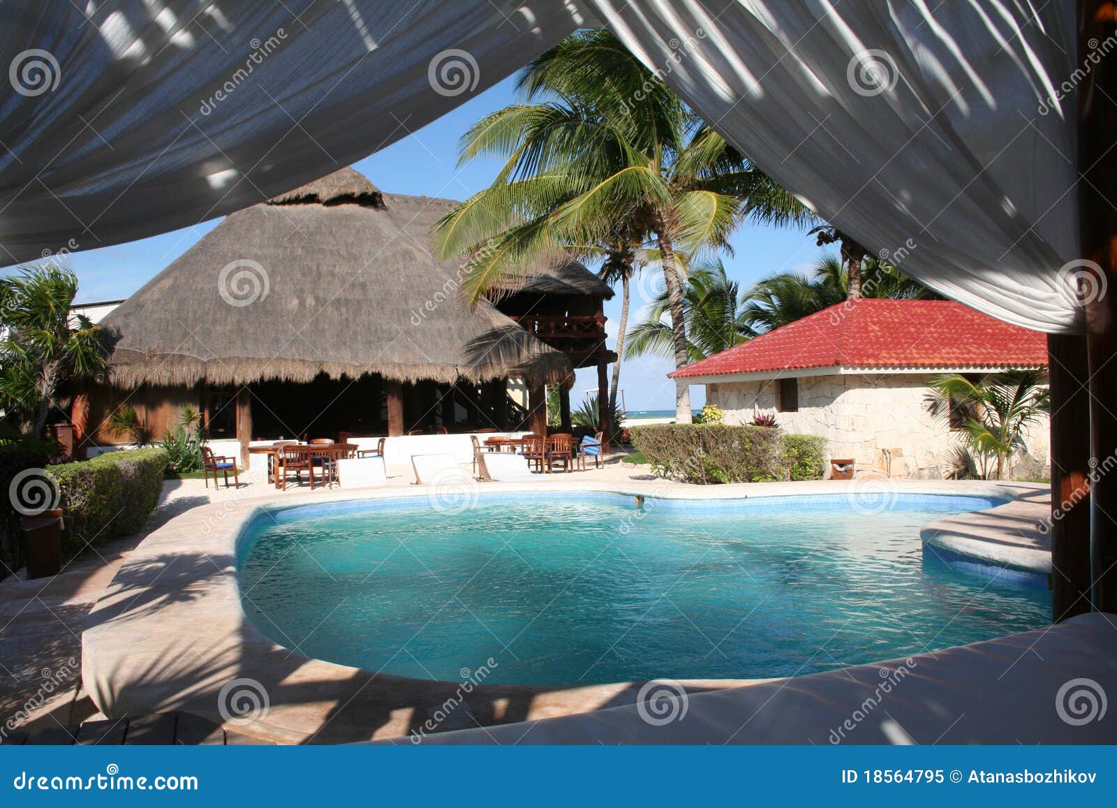 Holiday Resort with Pool in Tulum Beach - Mexico Stock Image - Image of ...