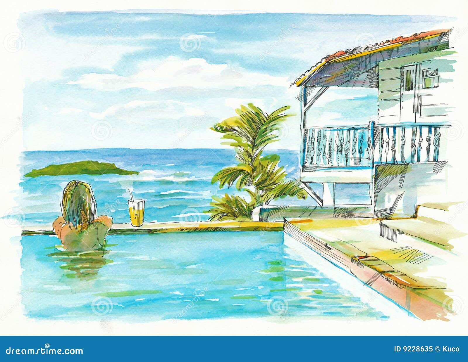 Holiday on the sea stock illustration. Illustration of doodle - 9228635