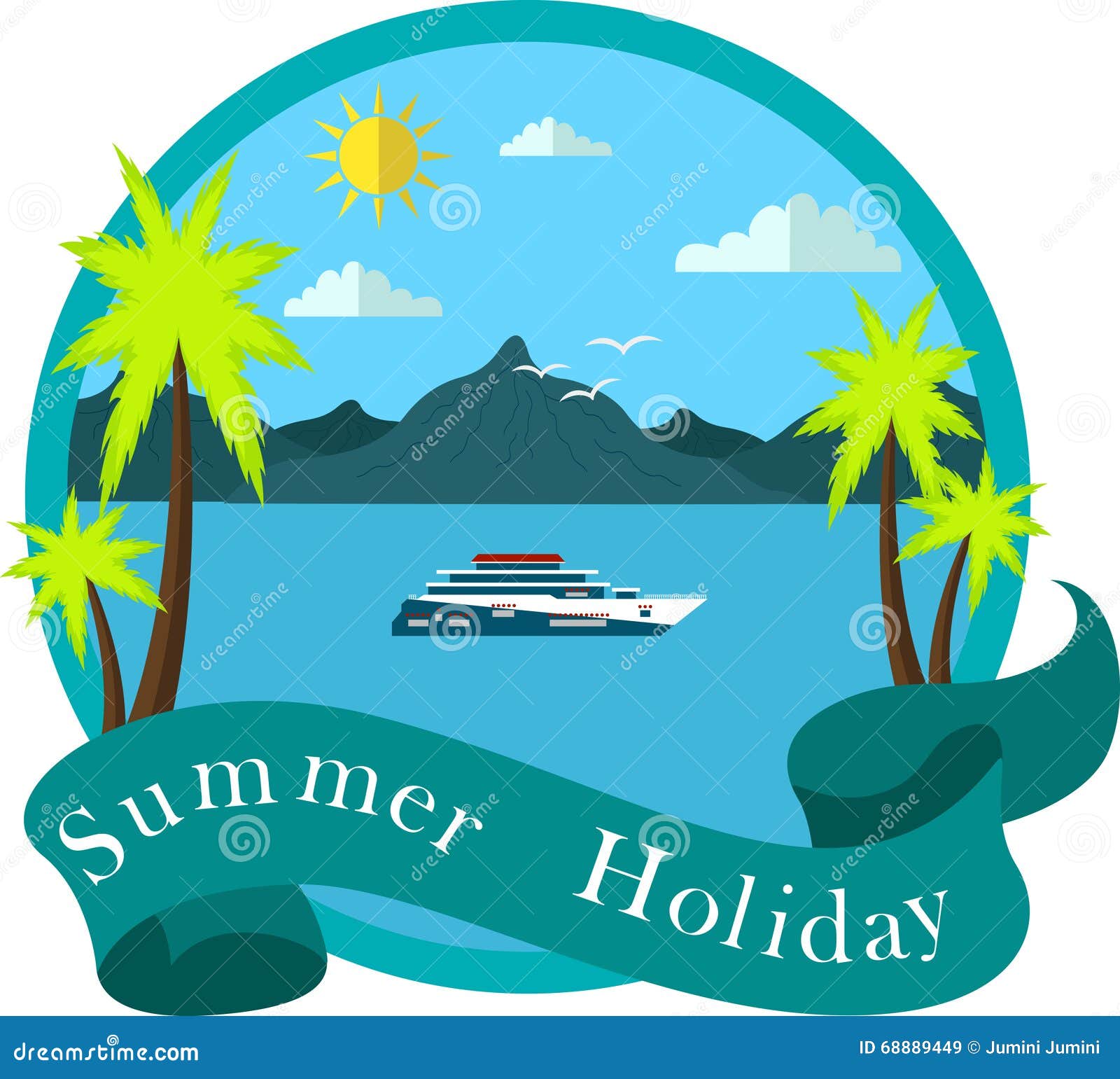 Holiday on sea beach stock vector. Illustration of landscape - 68889449