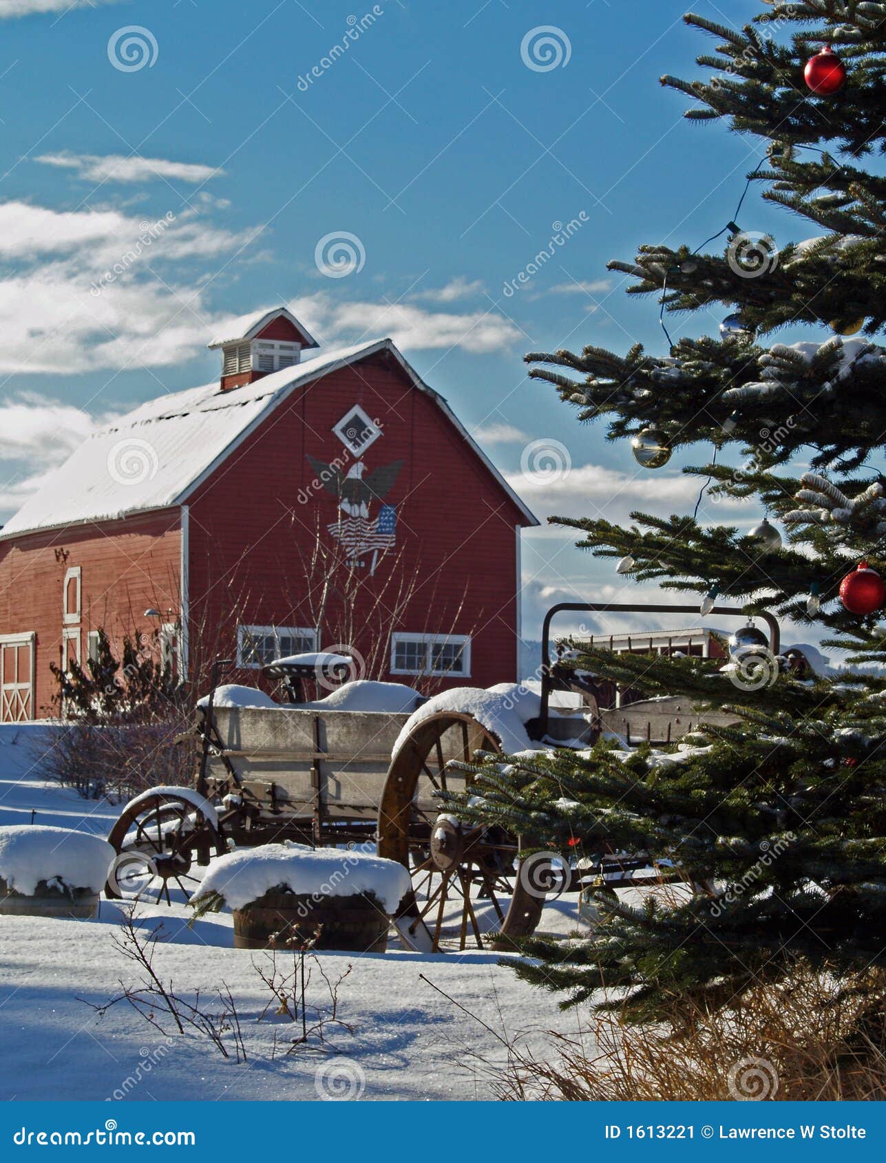 Holiday Setting stock image. Image of barn, bald, lights - 1613221