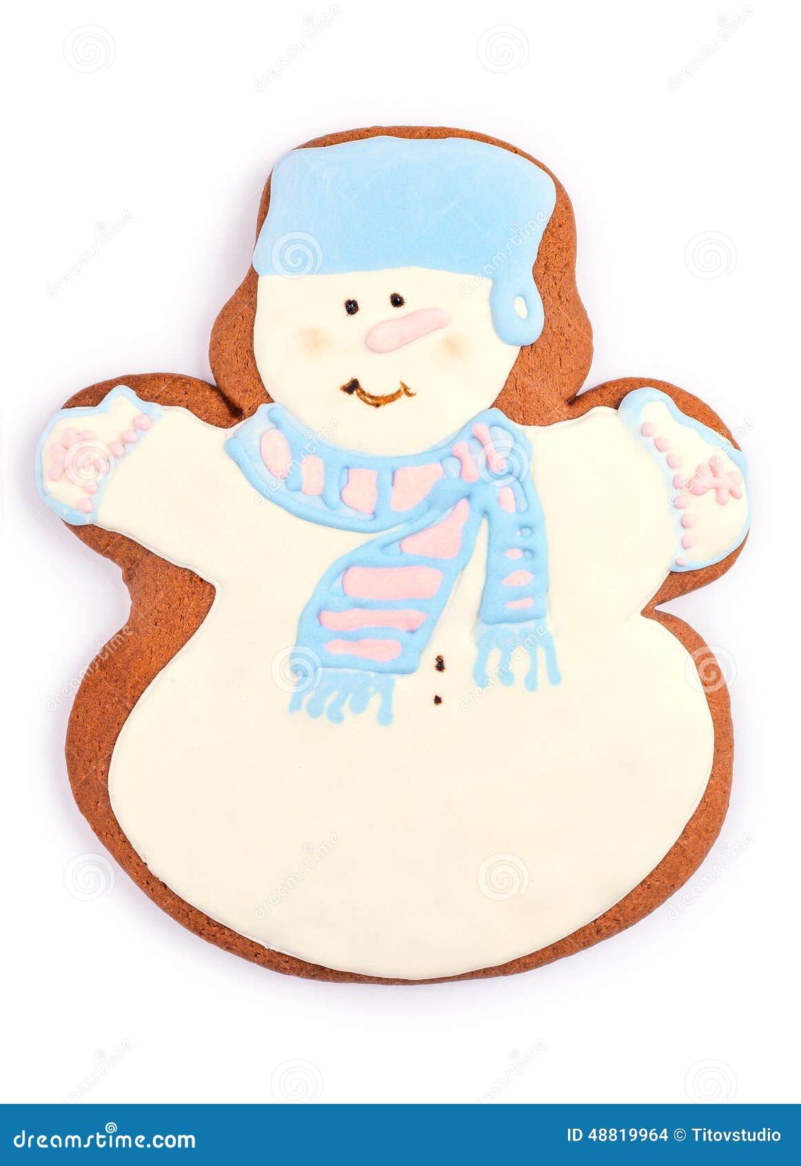 Holiday Snowman Gingerbread Man Cookie Over White Stock Photo - Image ...