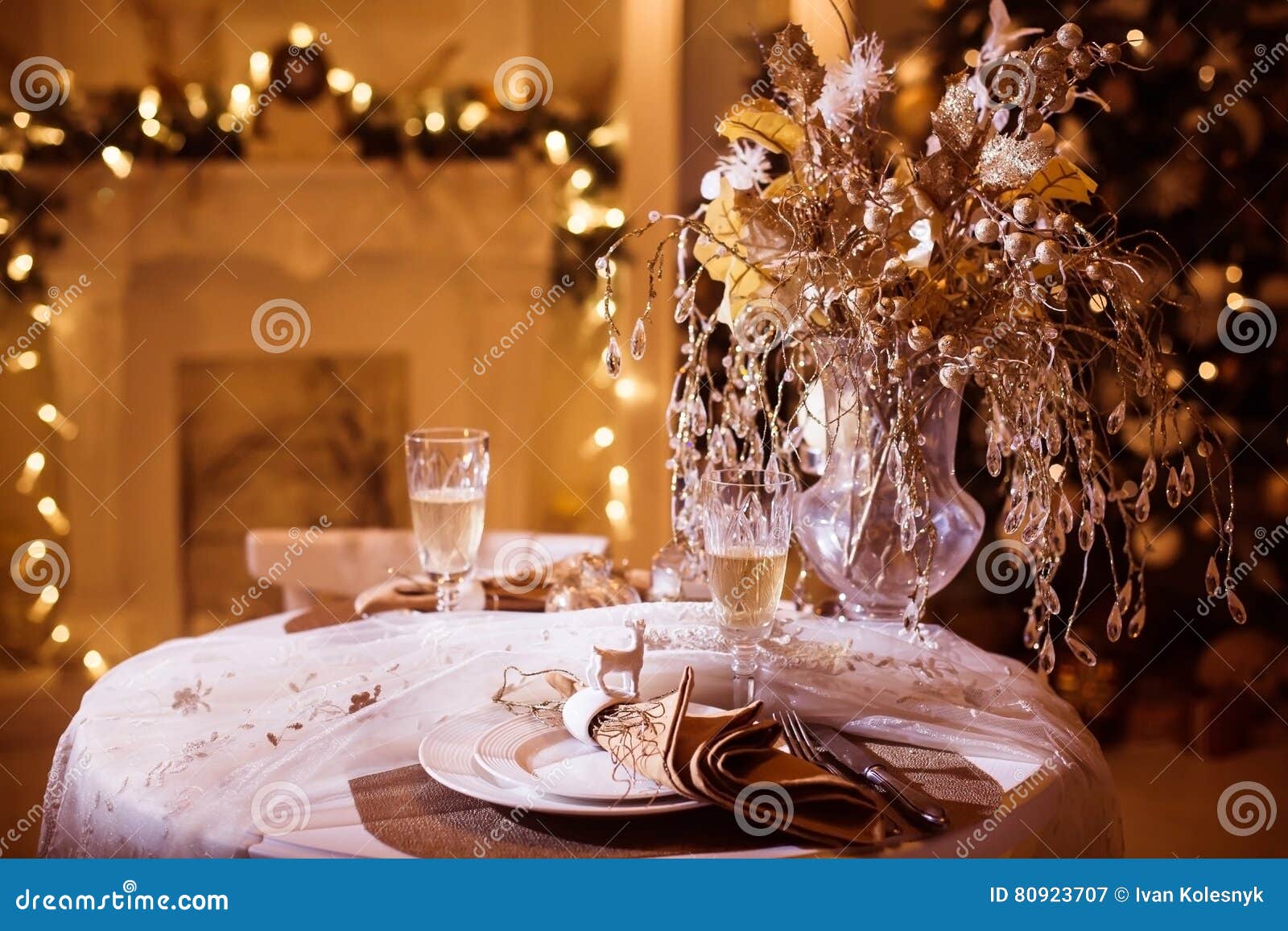 Holiday Table Decorated in Winter Style. Christmas Background Stock ...