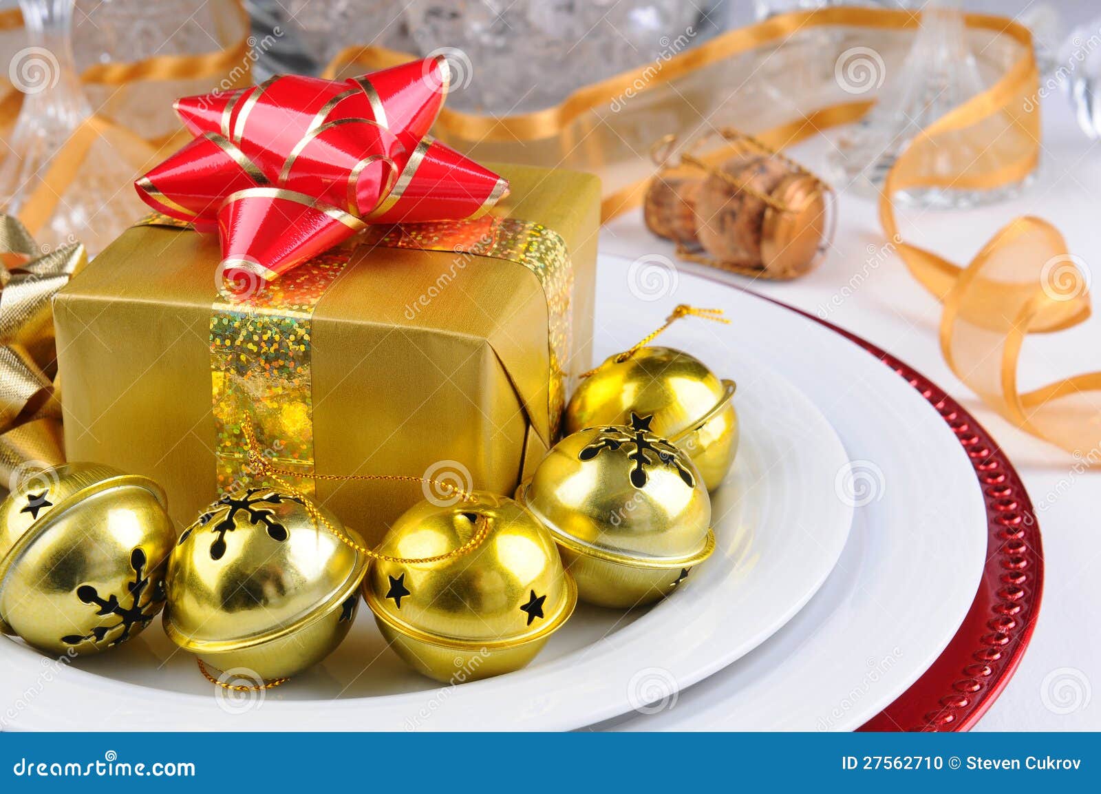 Holiday Table with Present stock photo. Image of glass - 27562710