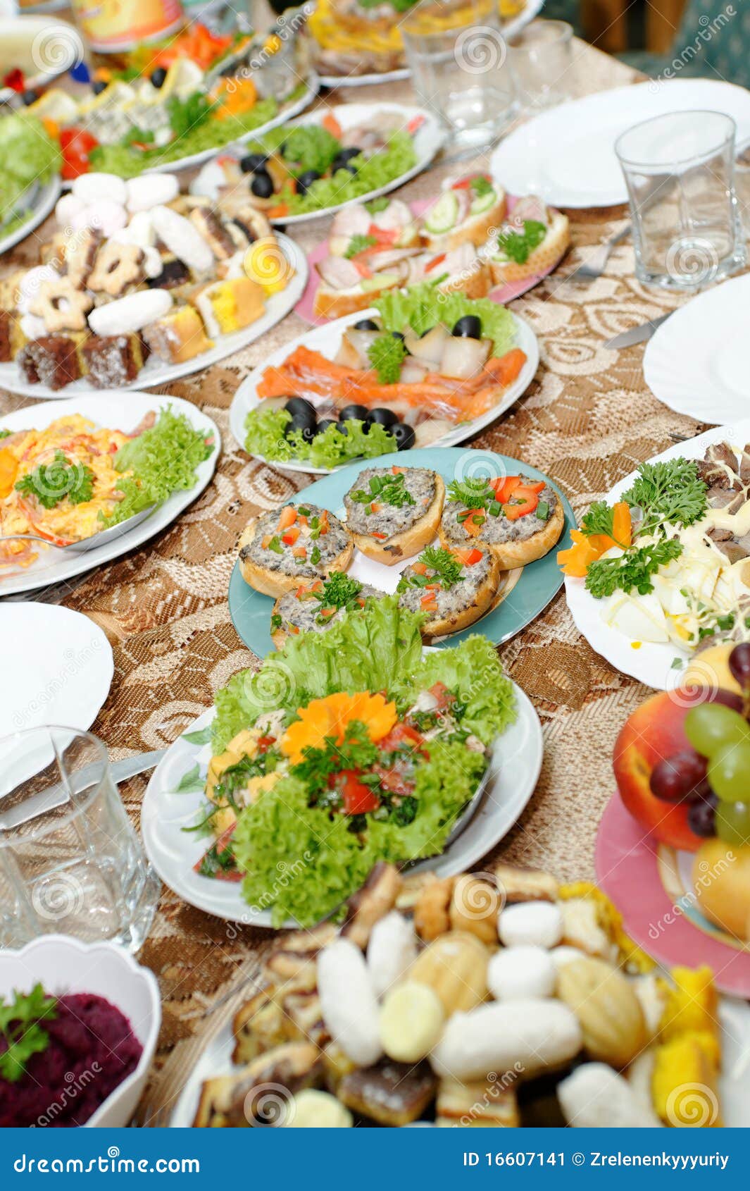 Holiday Table with Tasty Food Stock Image - Image of restaurant, full ...