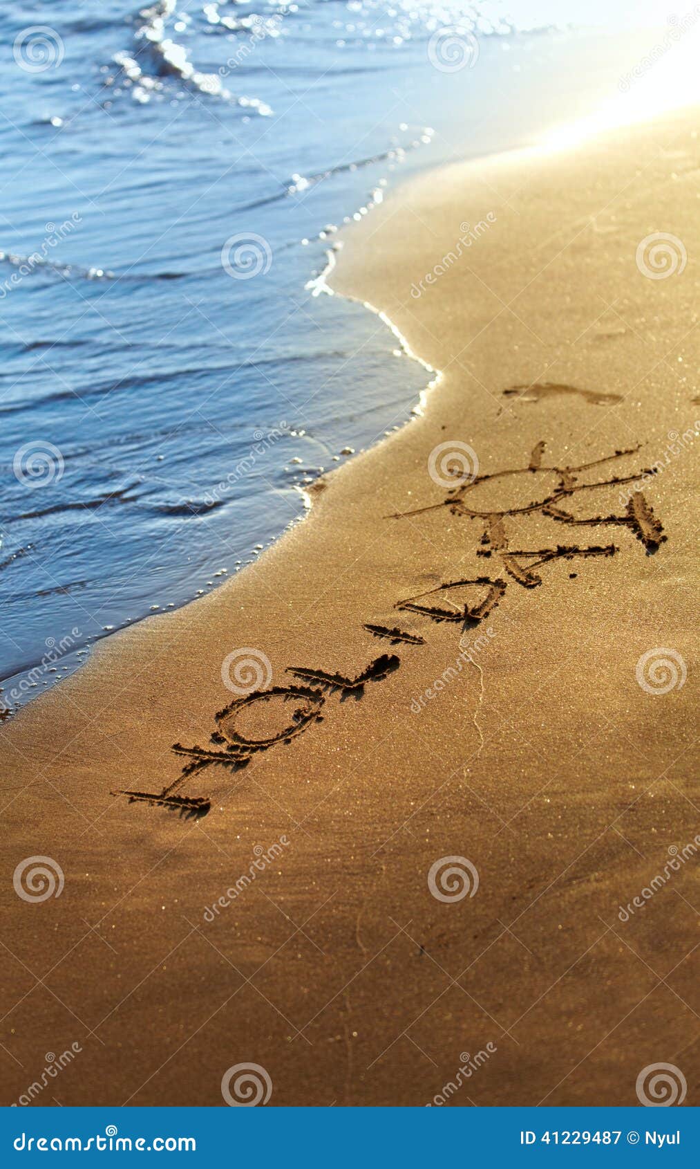 Holiday Text Written in Sand on Summer Beach. Stock Image - Image of ...
